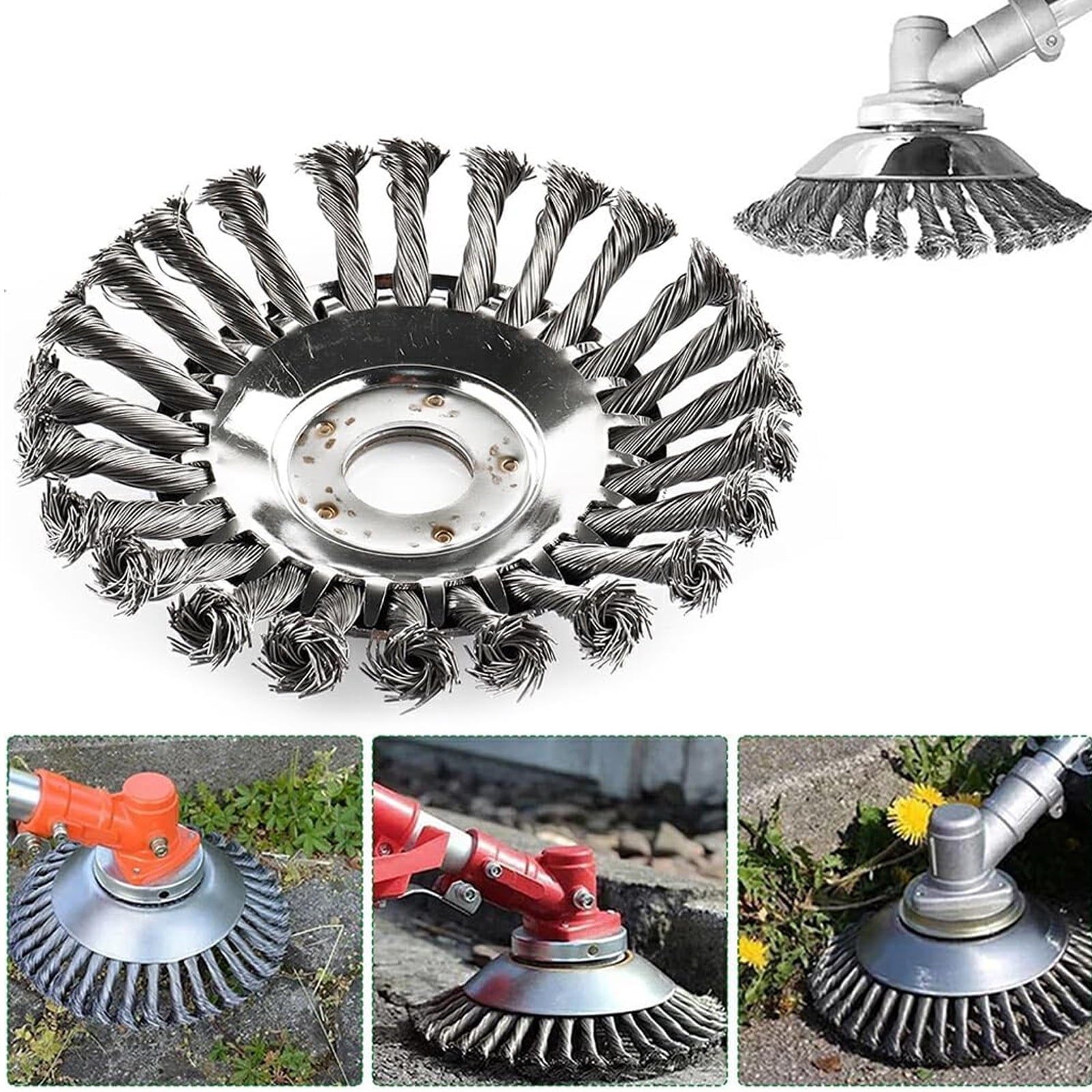 WEIKABU 6 Inch Rotary Steel Wire Weed Brush Joint Twist Knot Brush ...