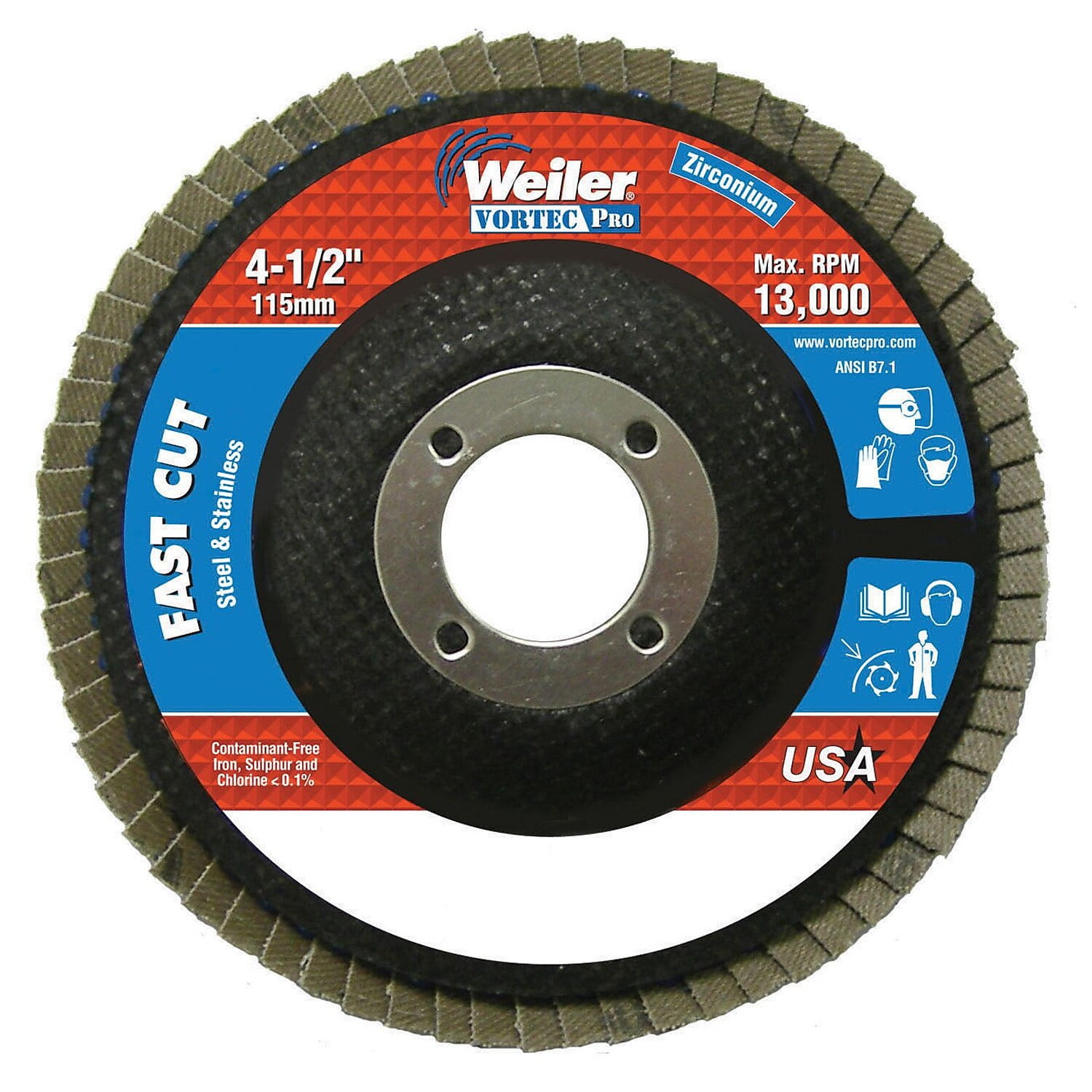 WEILER Vortec Pro Abrasive Flap Discs 36 - 4.5" (804-31343) - Walmart ...