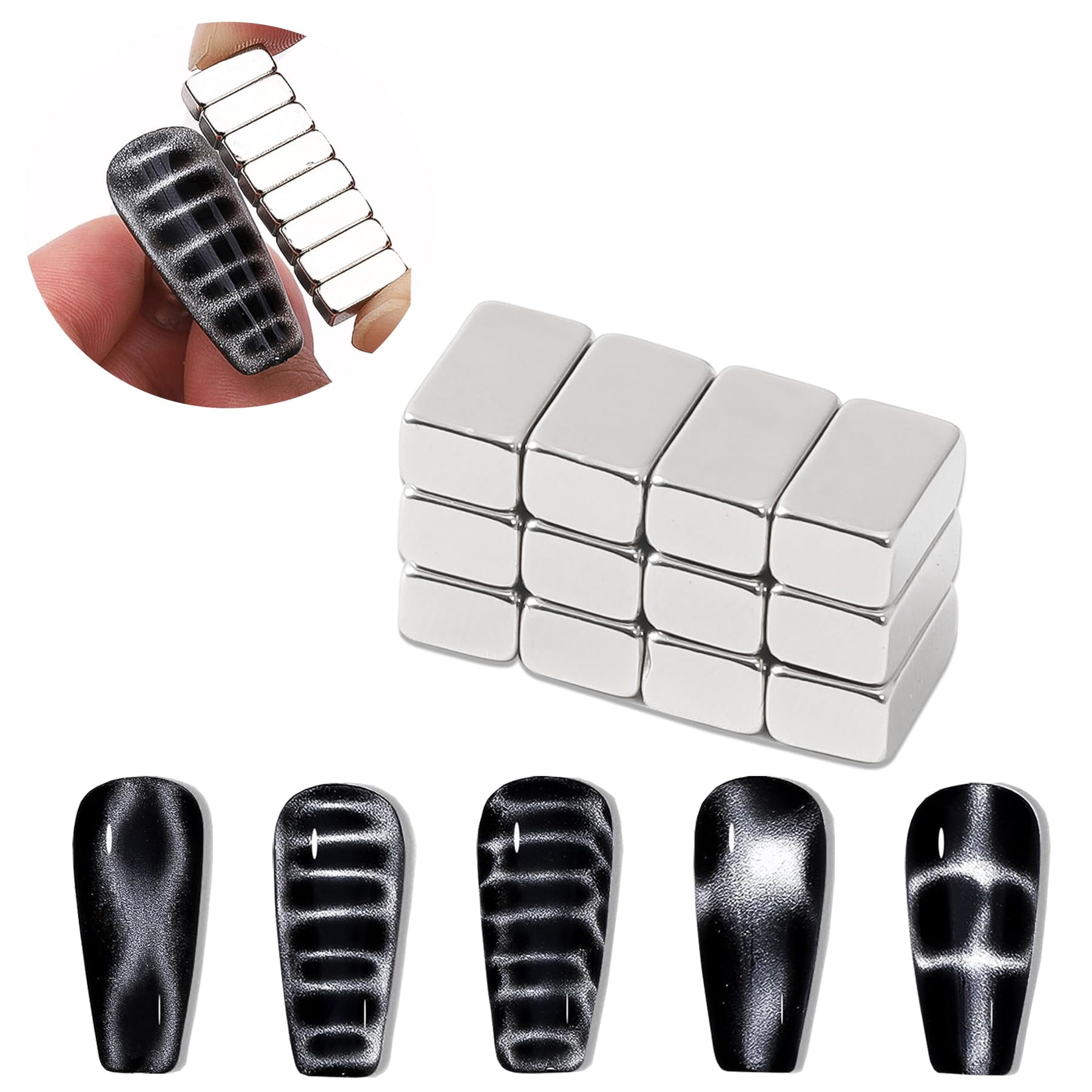 WEILUSI 12PCS Cat Eye Nail Magnet Striped Cat Eye Magnet for Nails ...