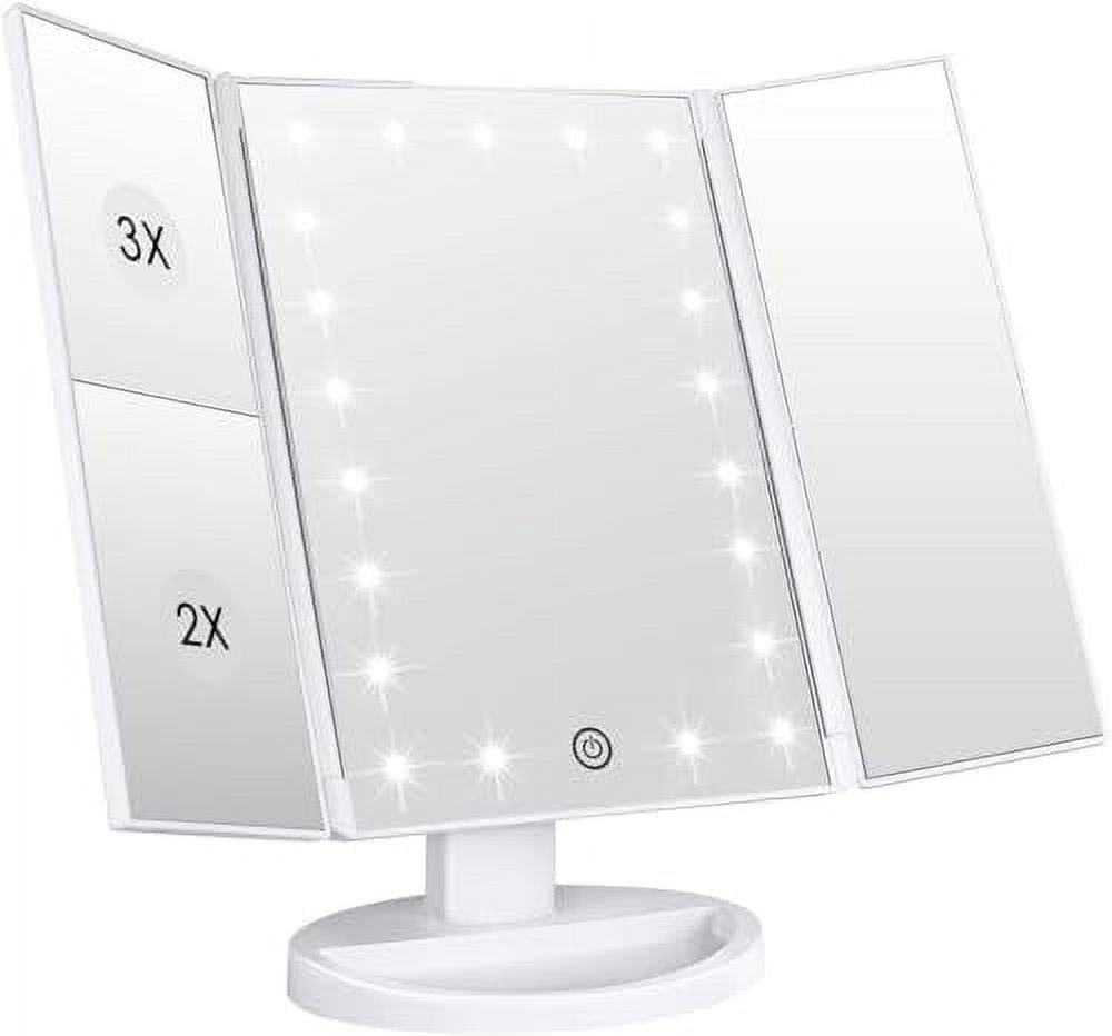 WEILY Makeup Vanity Mirror with LED Lighting and Touch Screen, Tri-Fold ...