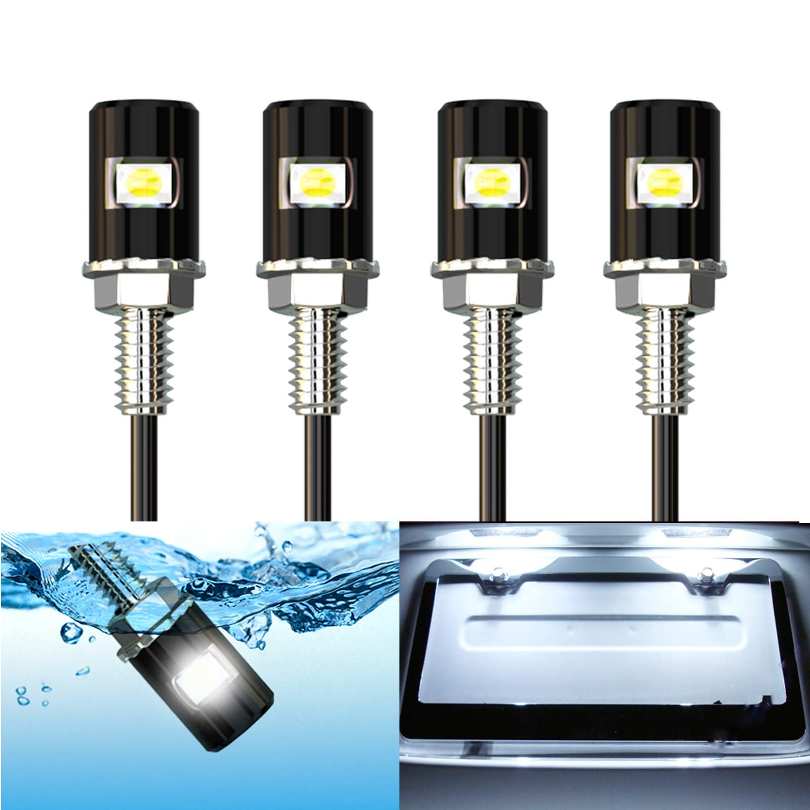 WEIMELTOY License Plate Light, IFF17 License Tag Screw Bolt LED, Super Bright 12V Waterproof ...