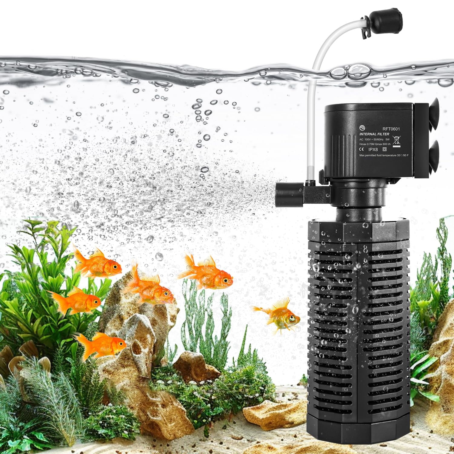 WEINFUN Aquarium Internal Silent Filter, 13W Power with Aeration System ...