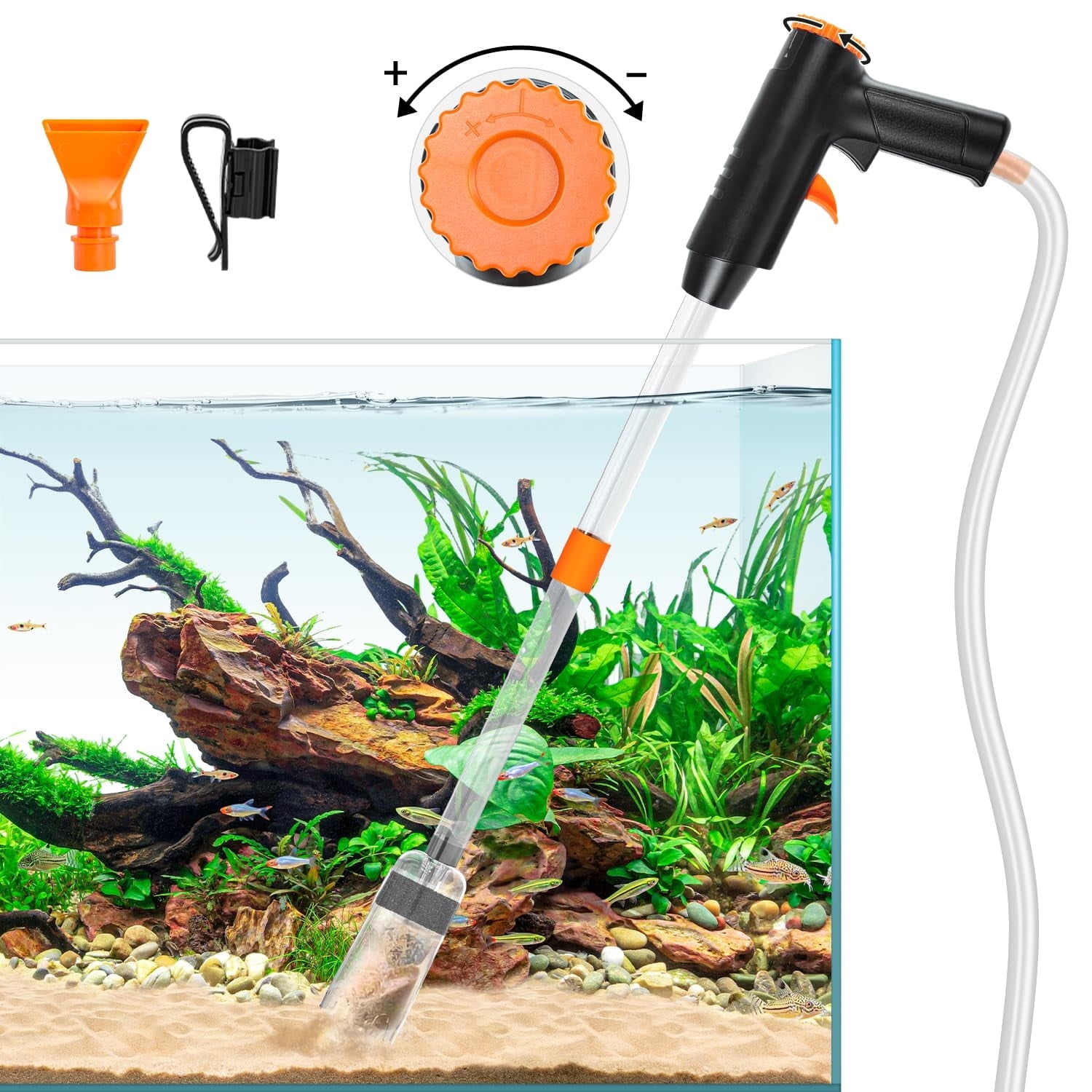 WEINFUN Manual Aquarium Gravel Cleaner, Fish Tank Siphon Vacuum Cleaner ...