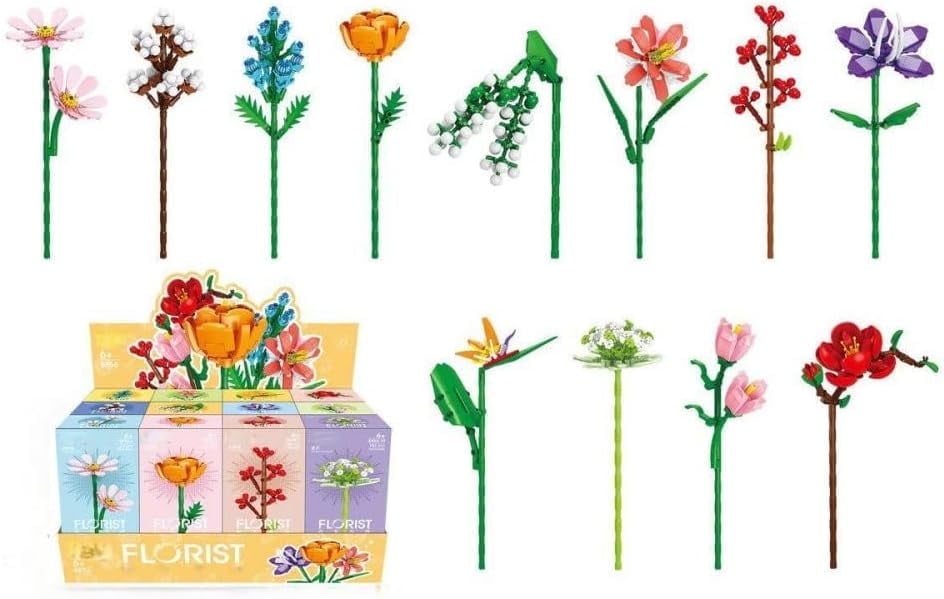 WEINIYA Bouquet Building Blocks Building Set, DIY Simulation Plant ...