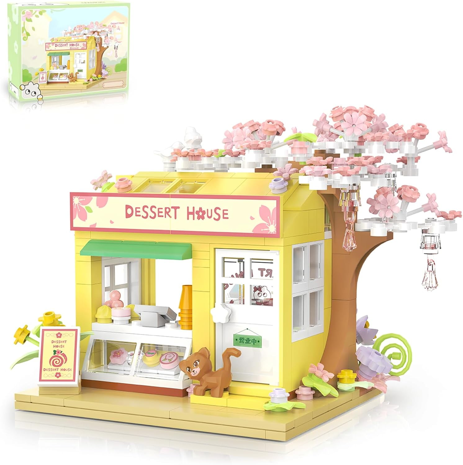 WEINIYA Cherry Blossom Dessert House Building Block Set, Creative DIY ...