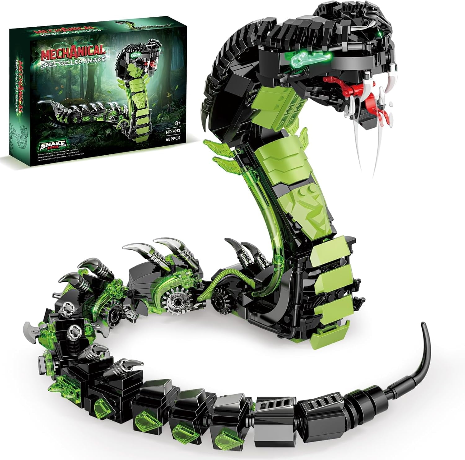WEINIYA Ideas Mechanical Snake Building Set, Creative Horror Cobra Animal Building Blocks Toy ...