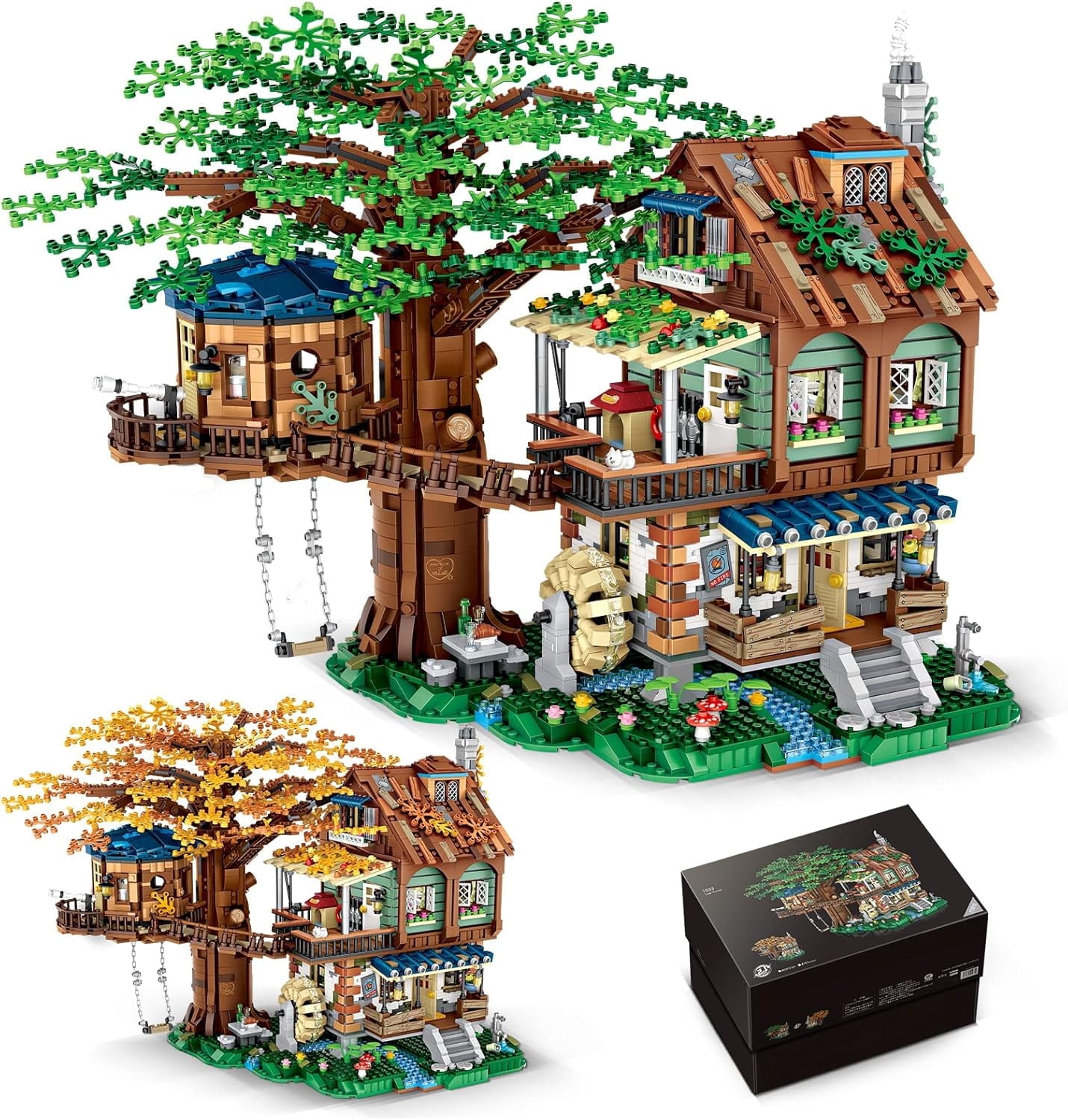 WEINIYA Tree House Bricks Model Toys Set, Forest House Building Blocks ...