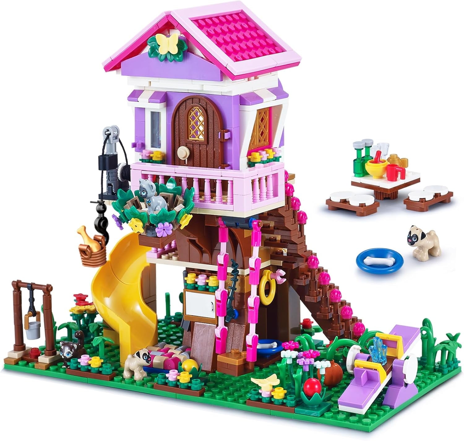 WEINIYA Treehouse Building Sets with LED Light - Forest Friendship ...