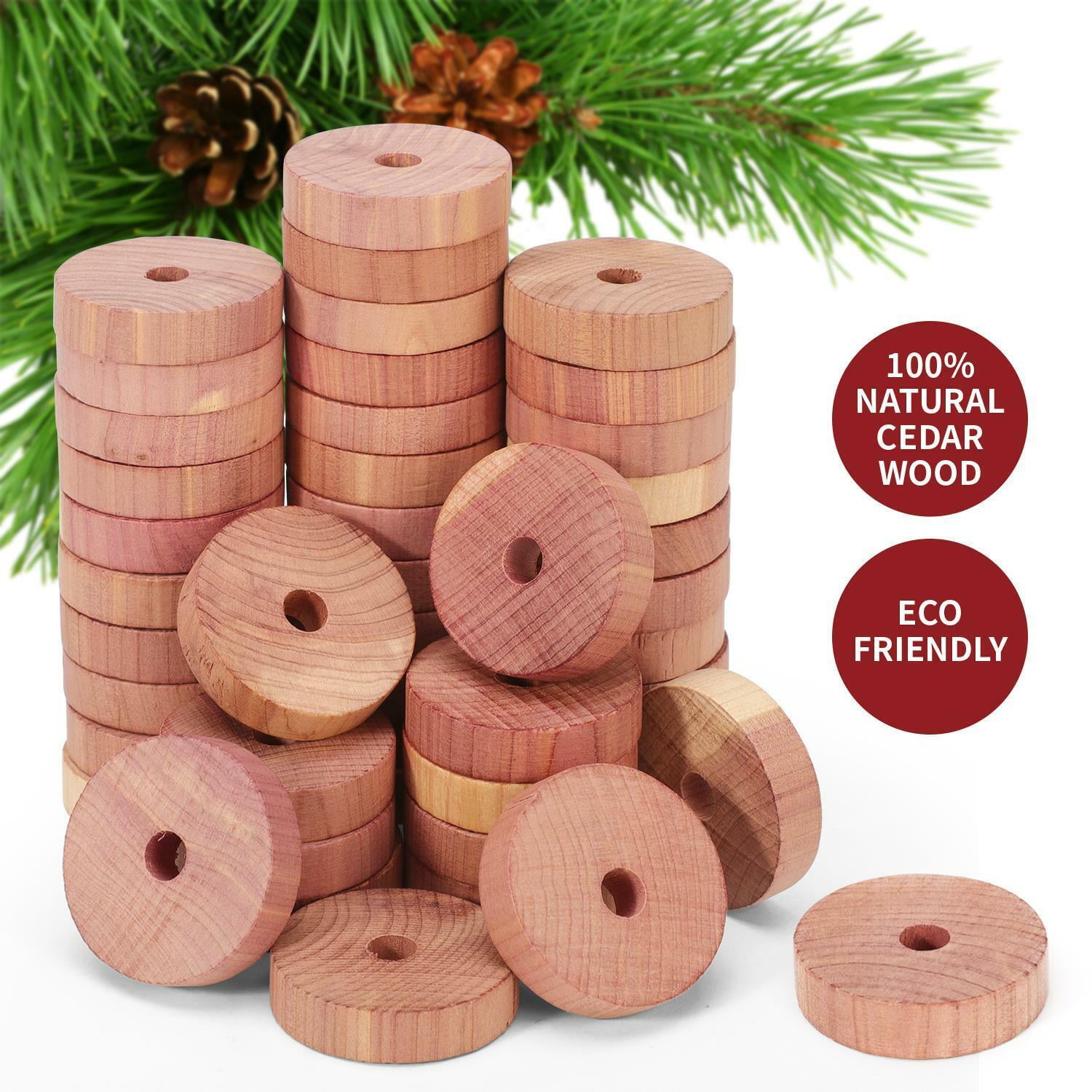 WEISIPU 10-45 Pack 100% Natural Cedar Wood Rings for Clothes Storage ...