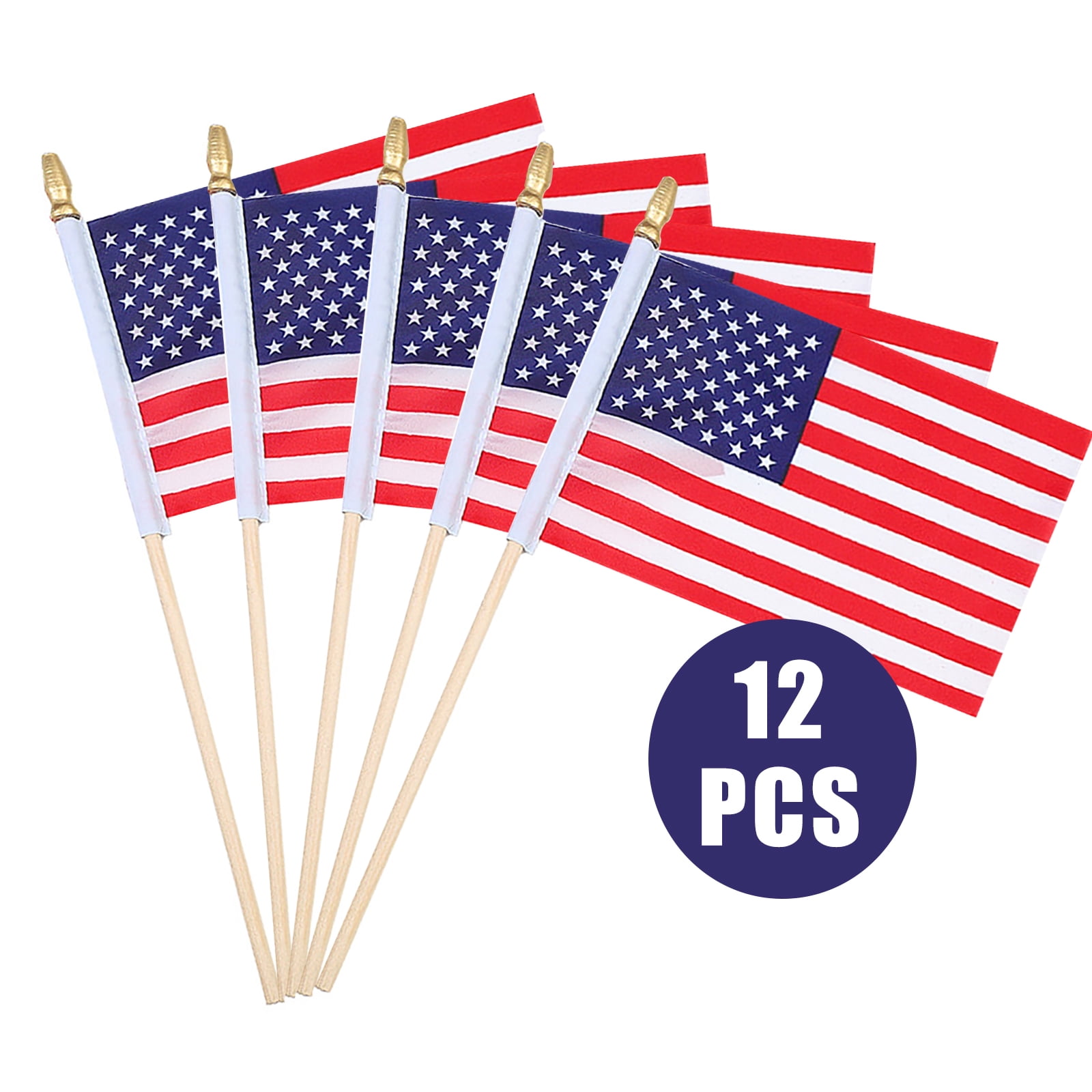 WEISIPU 12 Packs Small American Flags on Stick, 4x6 Inch Small US Flags ...