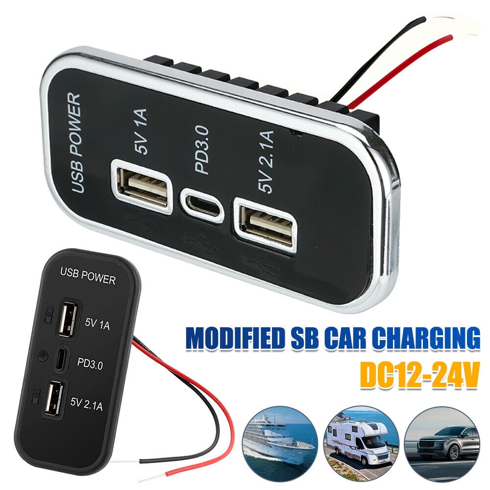 WEISIPU 12V-24V Dual USB+PD Car Charger 3 Port Adapter Power Socket ...