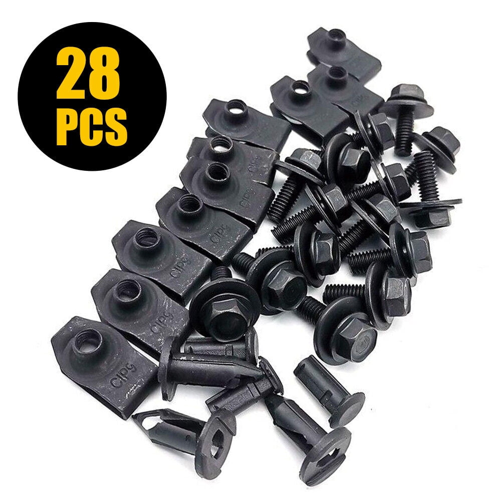 WEISIPU 28Pcs Car Shield Splash Engine Kit Body Screw Bolts Nut Fender ...