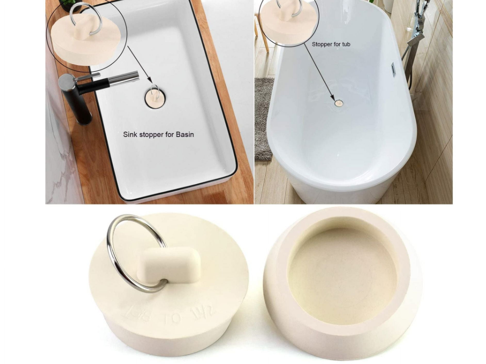 WEISIPU 4 Rubber Bath Plugs Universal Sink 38/45mm Basin Bathroom ...