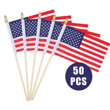 4x6 inch US Small Flag Hand Held Stick Mini American Stick Flag Proudly ...