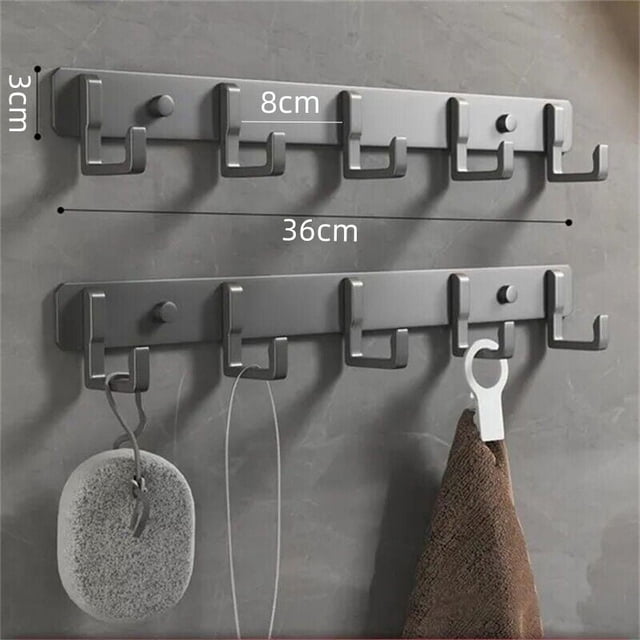 WEISIPU Aluminum 3 To 7 Hooks Key Coat Clothes Rack Rail Door Holder ...