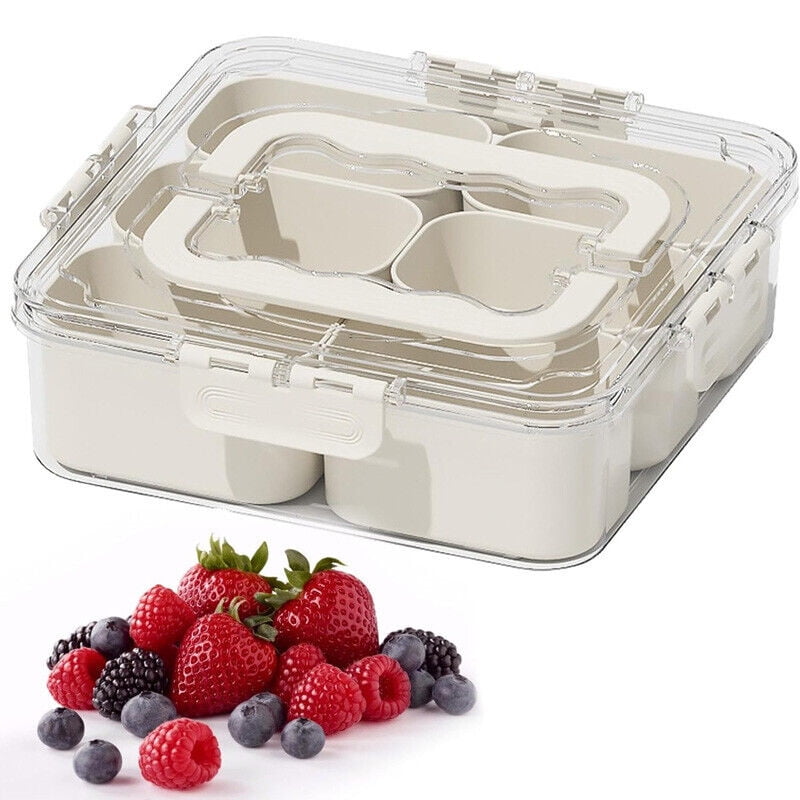 WEISIPU Divided Serving Tray with Lid and Handle, Snackle Box ...