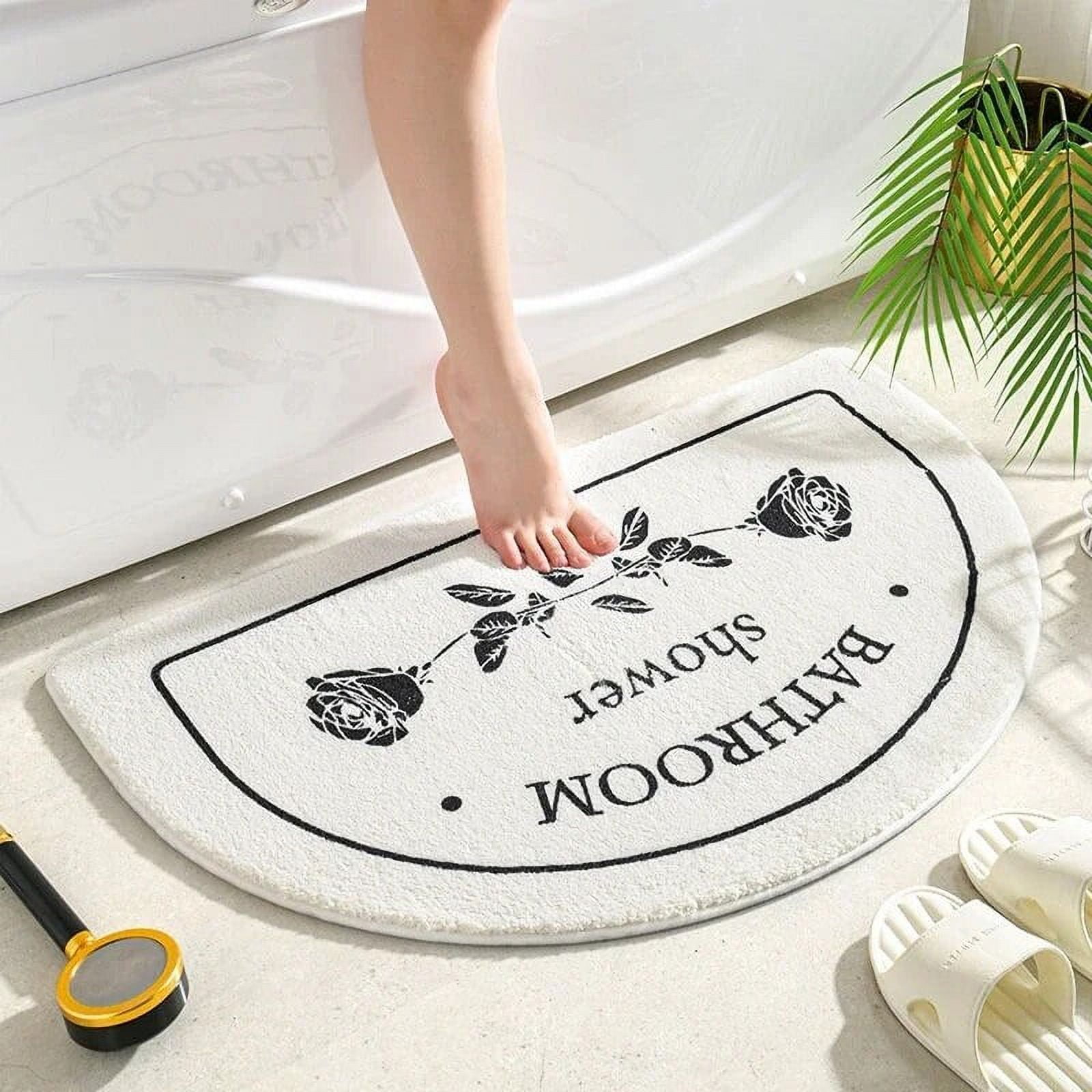 WEISIPU Half Round Bathroom Rugs Non Slip Soft Bath Mat Shower Mat ...