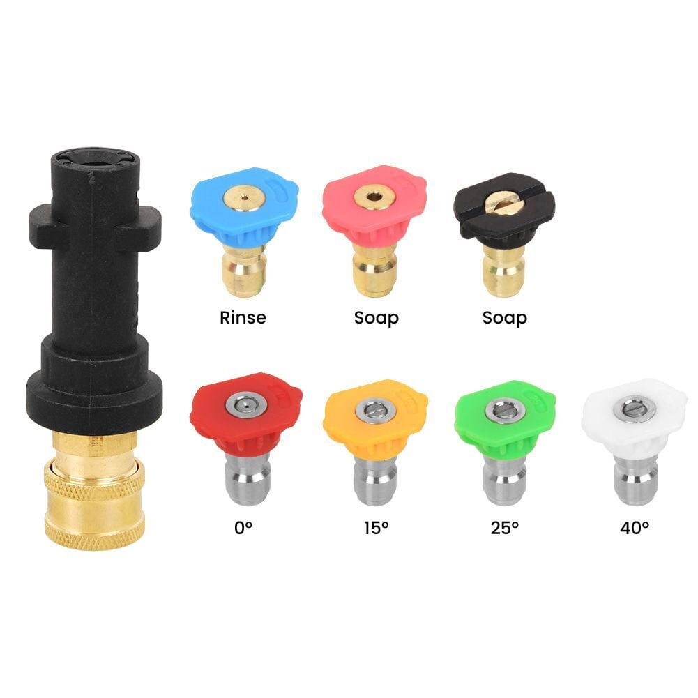 WEISIPU High Pressure Washer 7 Nozzle & Adapter Set 1/4" Spray Nozzle ...
