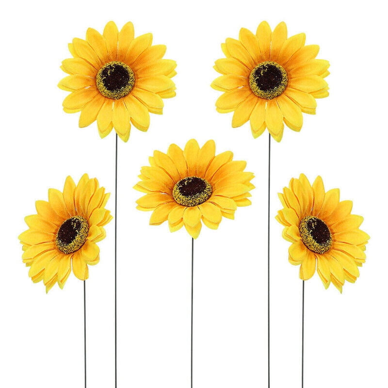 WEISIPU Metal Sunflower Garden Stake 5PCS Flower Yard Signs Outdoor ...
