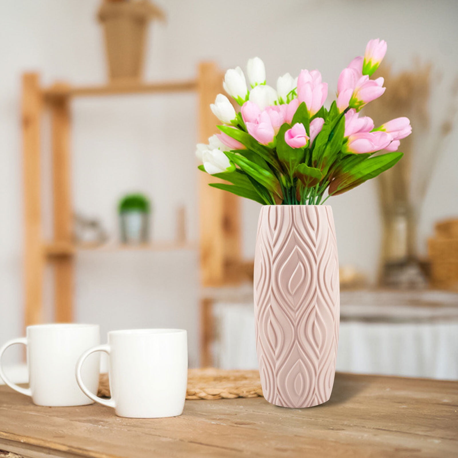 WEISIPU Plastic Vase for Pampas Grass, Boho Vase , Nordic Minimalism Style Matte Flower Vases ...