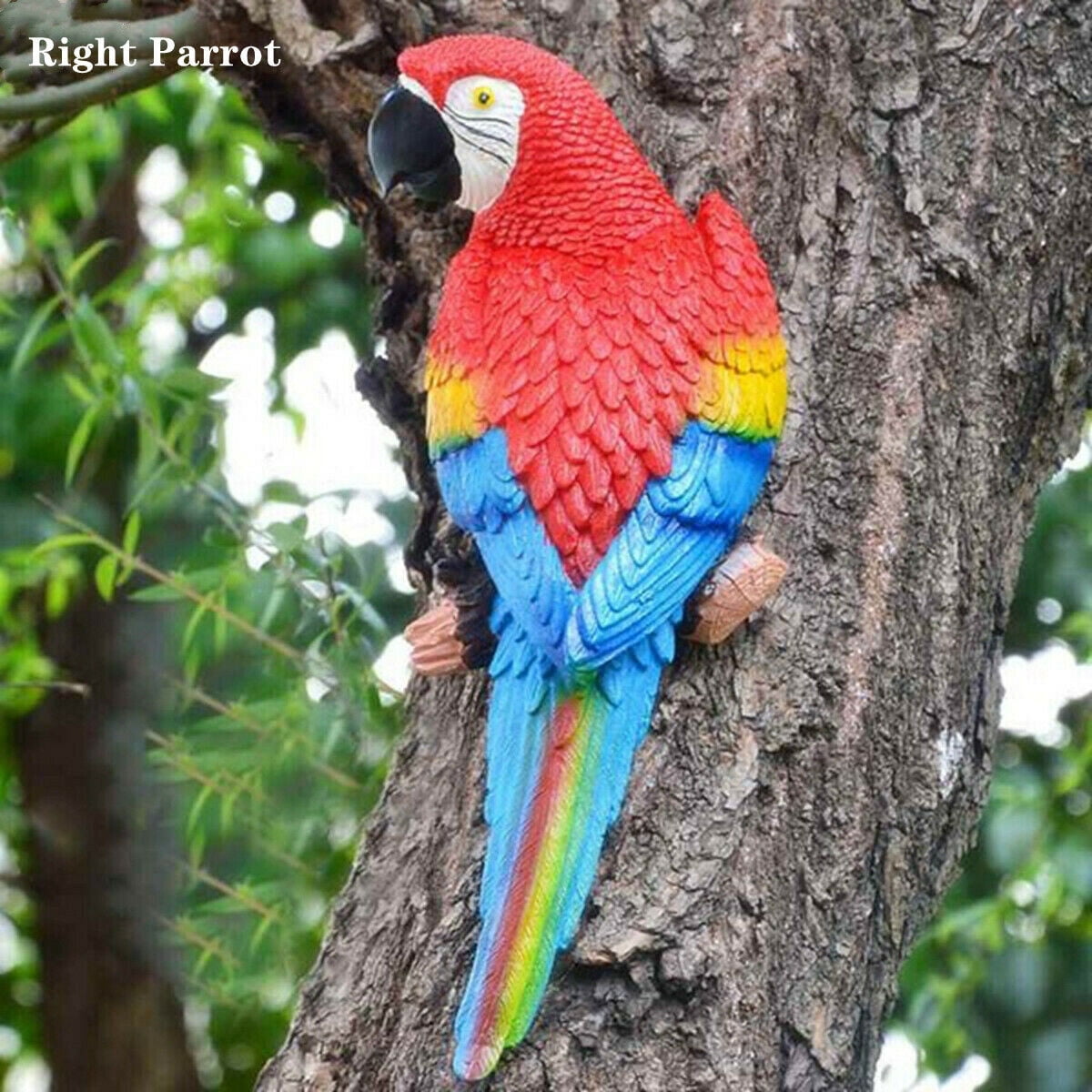 WEISIPU Resin Parrot Bird Statue Outdoor Garden Ornament Wall Tree Lawn ...