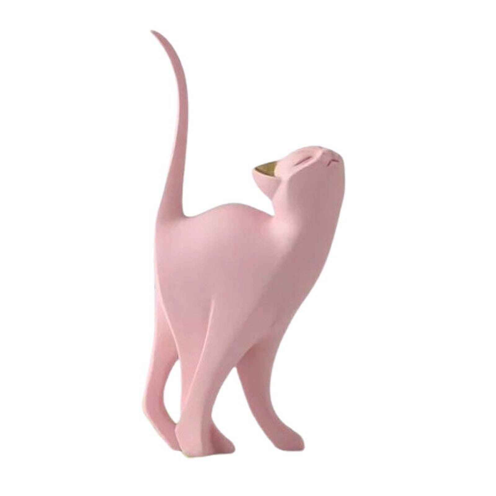WEISIPU Resin Pink Cat Statue Figurines Bookshelf Desktop Ornament ...