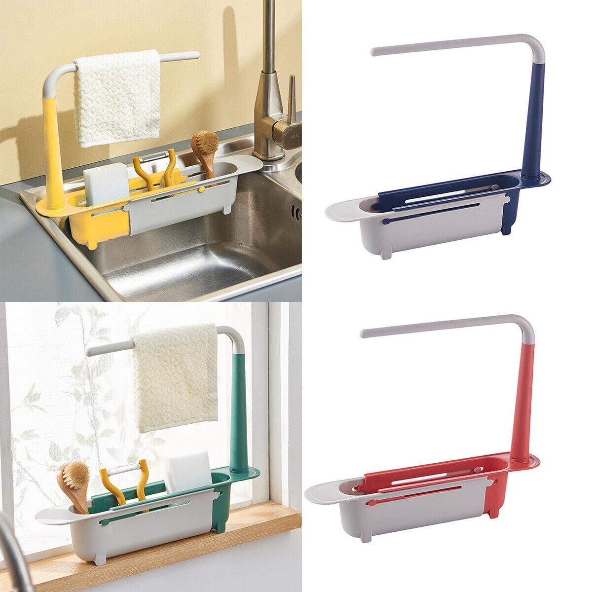 WEISIPU Telescopic Kitchen Over Sink Organizer with Towel Hanger, Sink ...