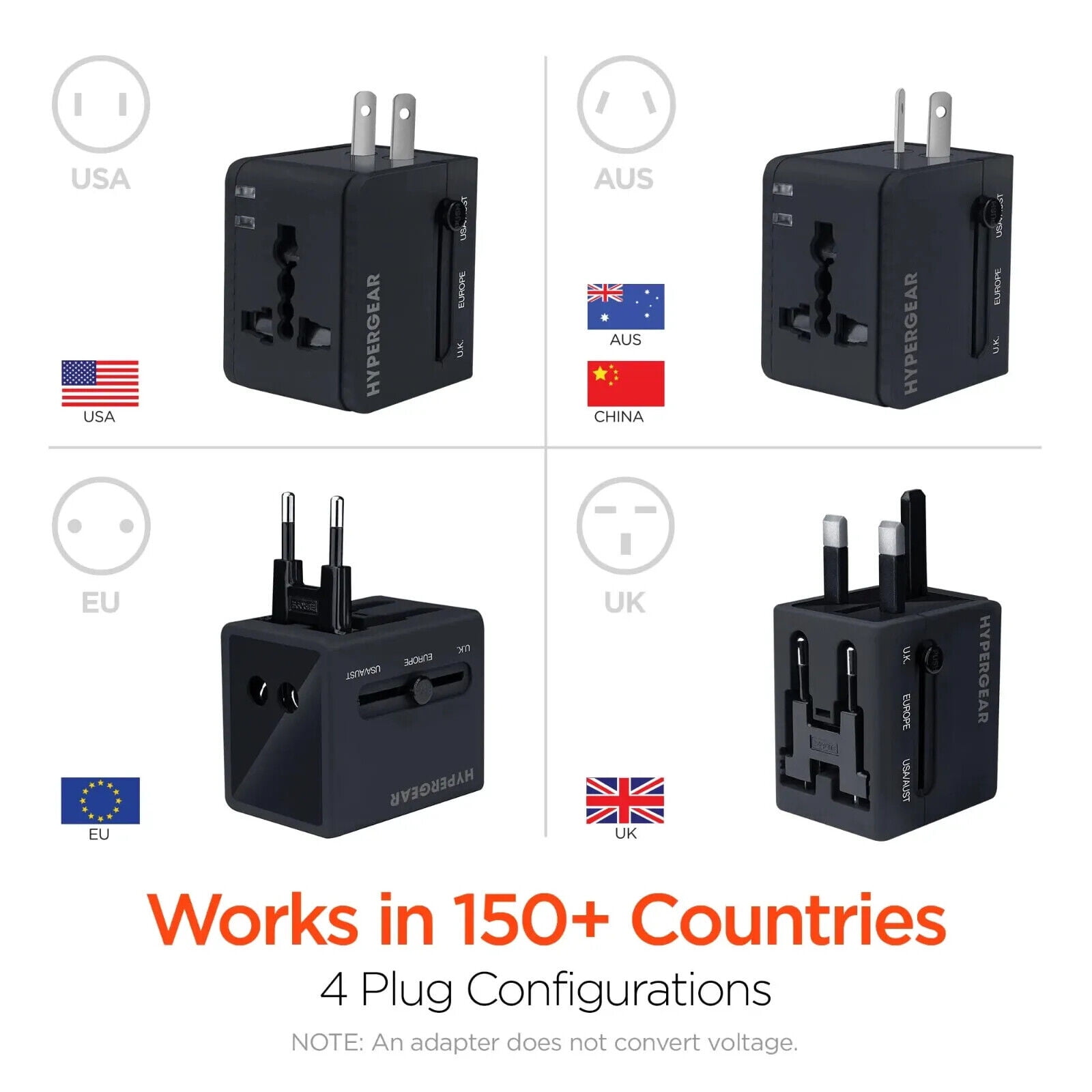 WEISIPU Universal Travel Adapter World Wide Use Multi Plug Charger UK ...