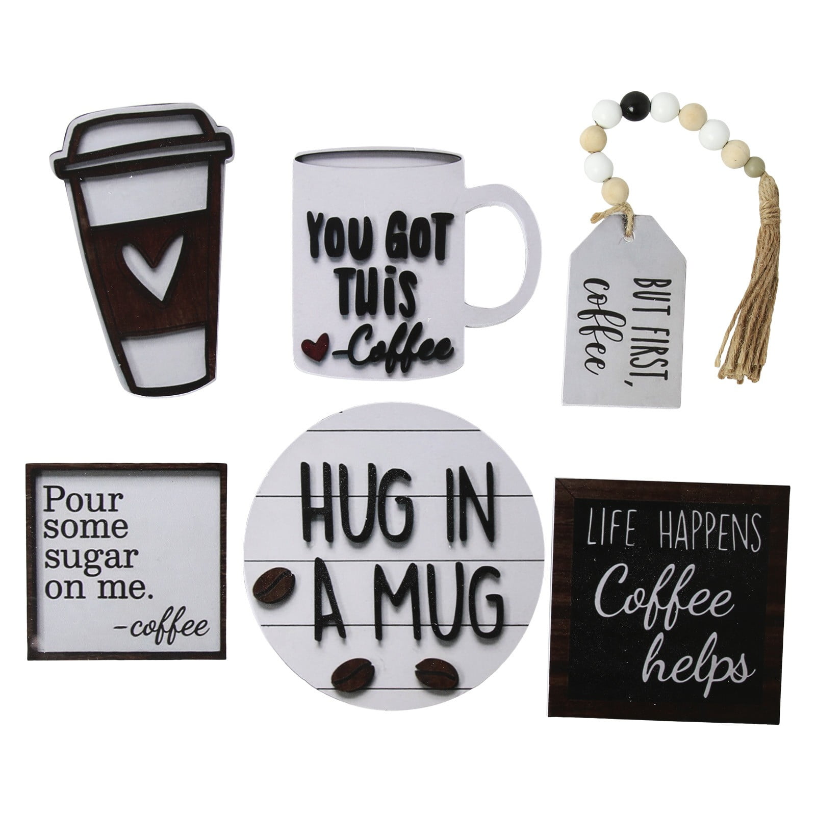 WEIXF Coffee Bar Decoration Logo Farmhouse Layered Tray Decoration ...