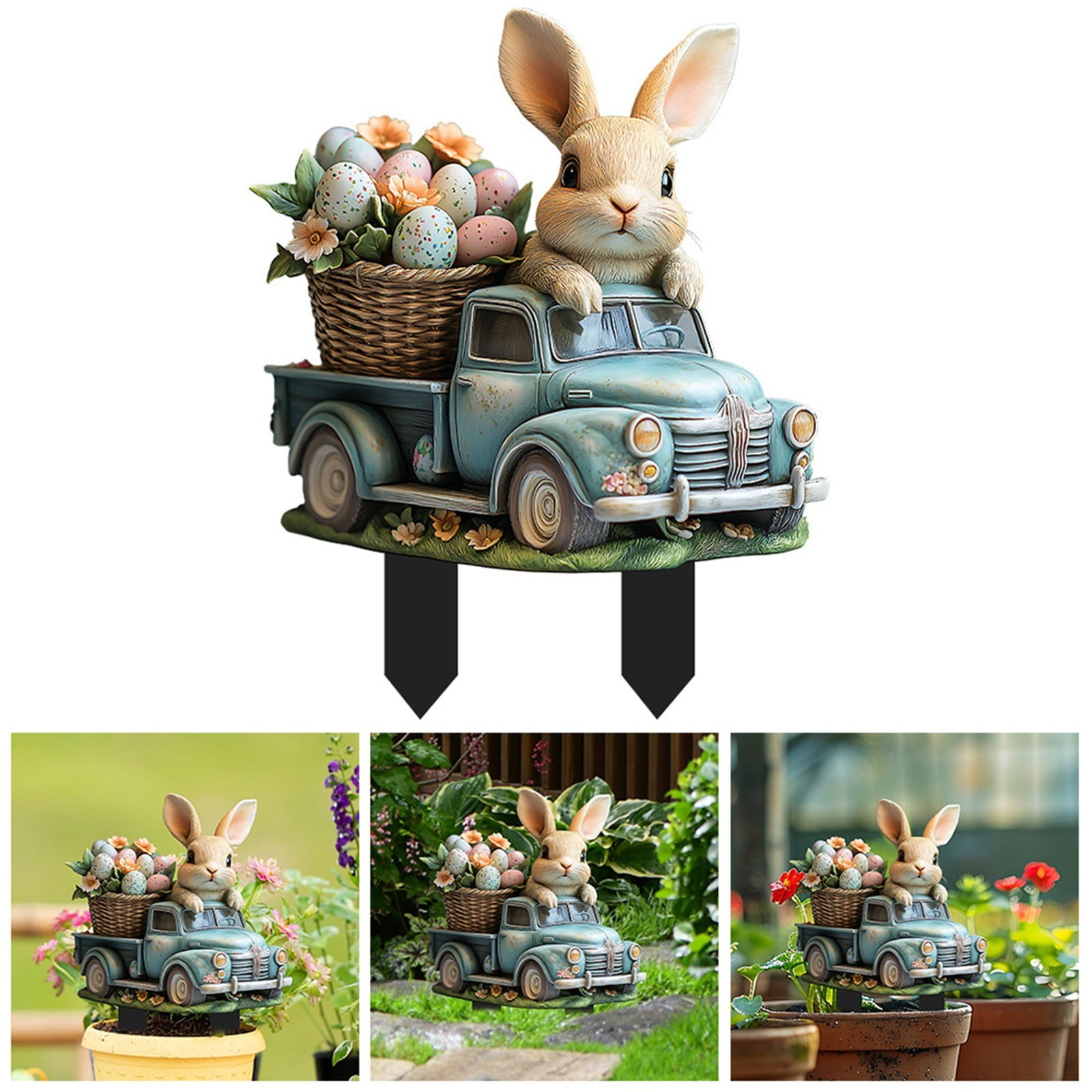 WEIXF Easter Rabbit Ground Stake Insert Art Garden Decoration Colorful ...