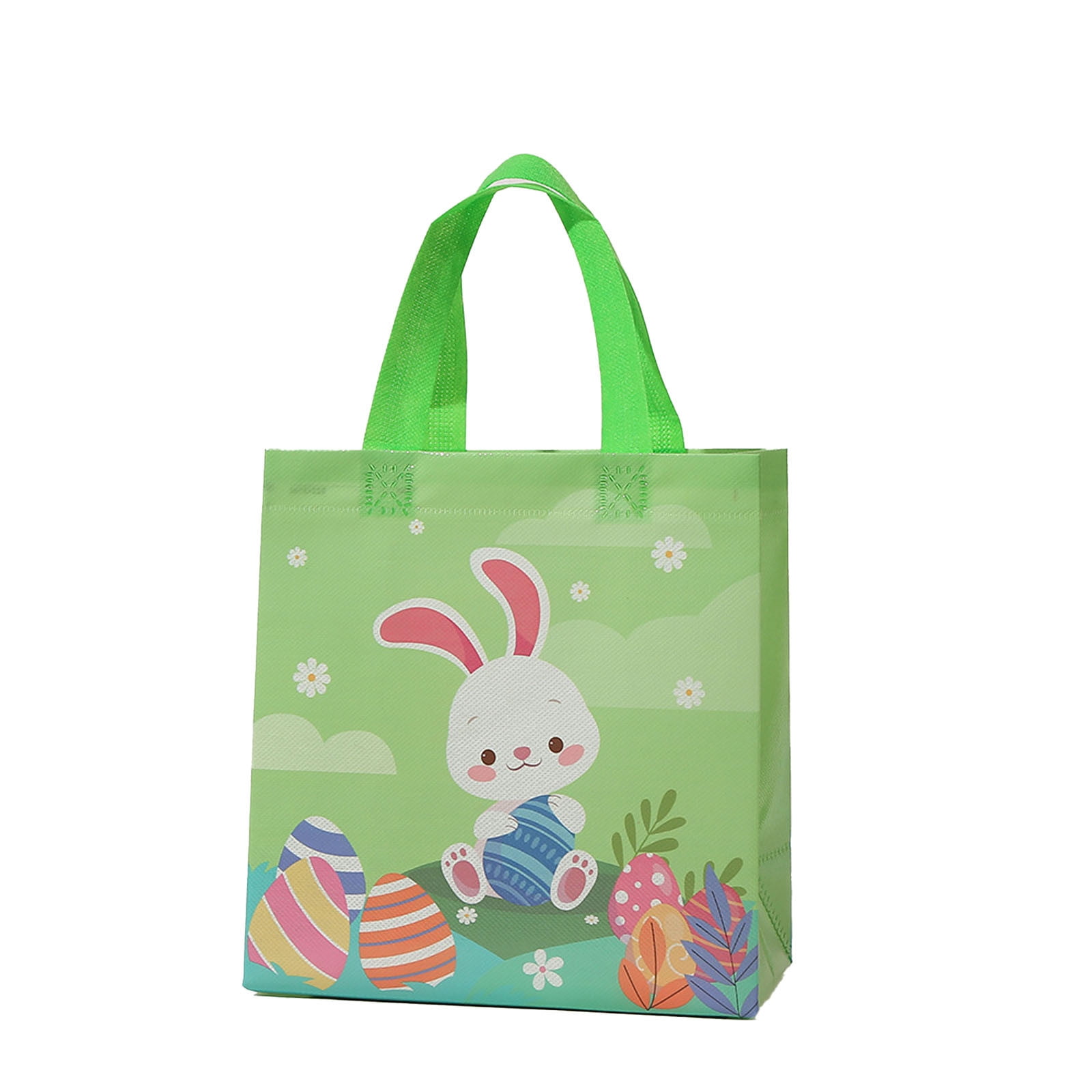 WEIXF Easter Tote Bags With Handles Bunny Non Woven Bags Reusable ...