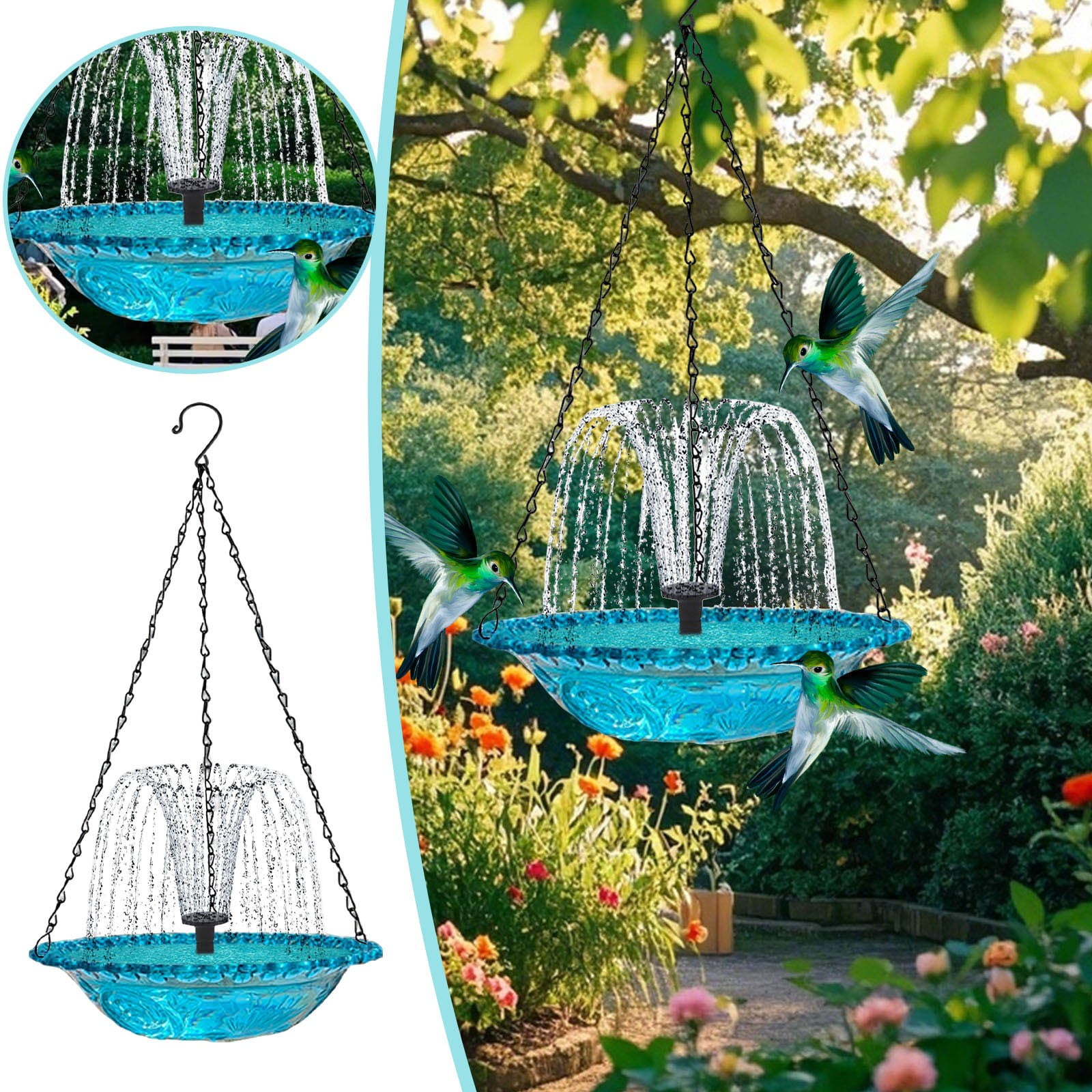 WEIXF Hummingbird Bath Outdoor Garden Hanging Hummingbird Feeder ...
