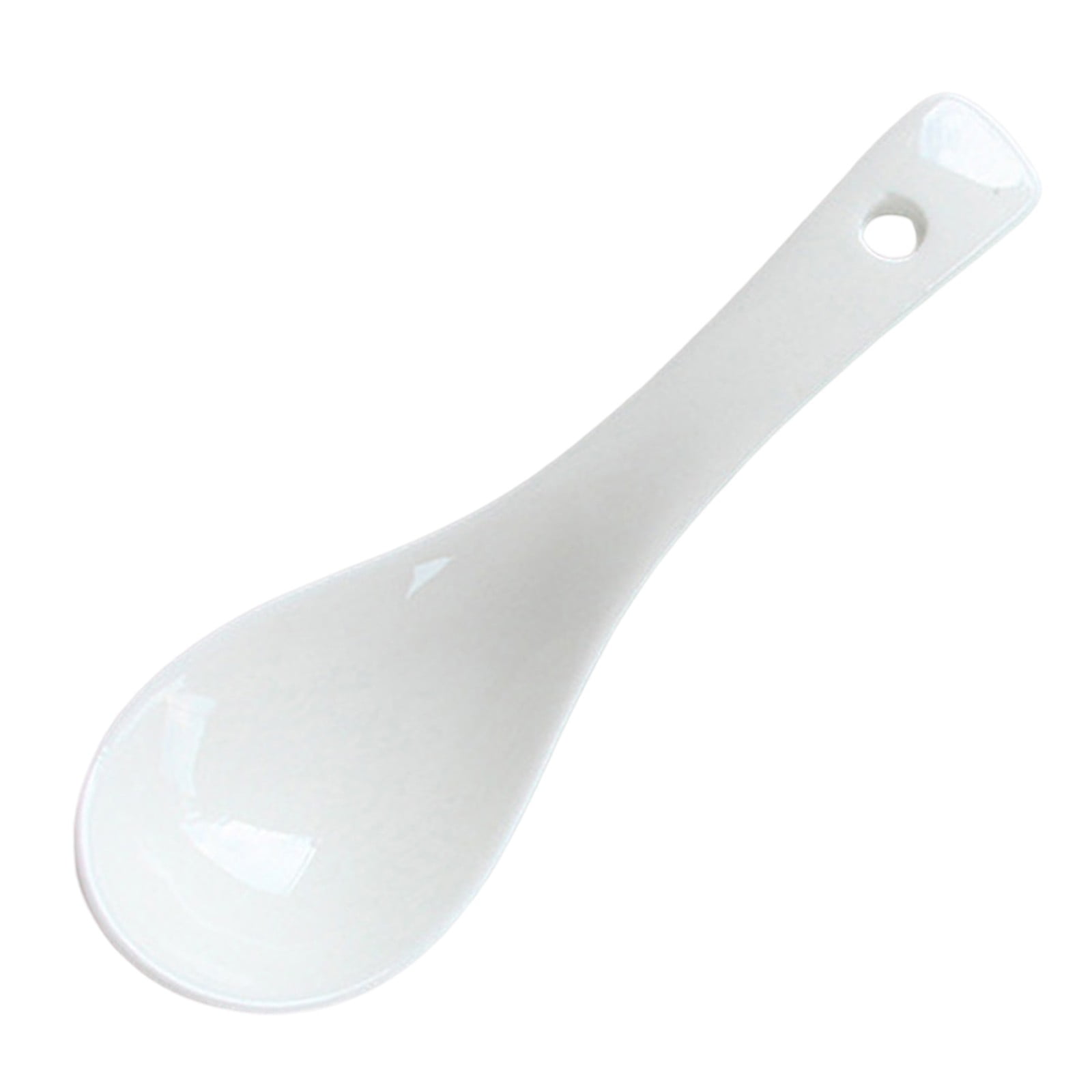 WEIXF Minimalist Pure White Ceramic Short Handle Soup Spoon round ...