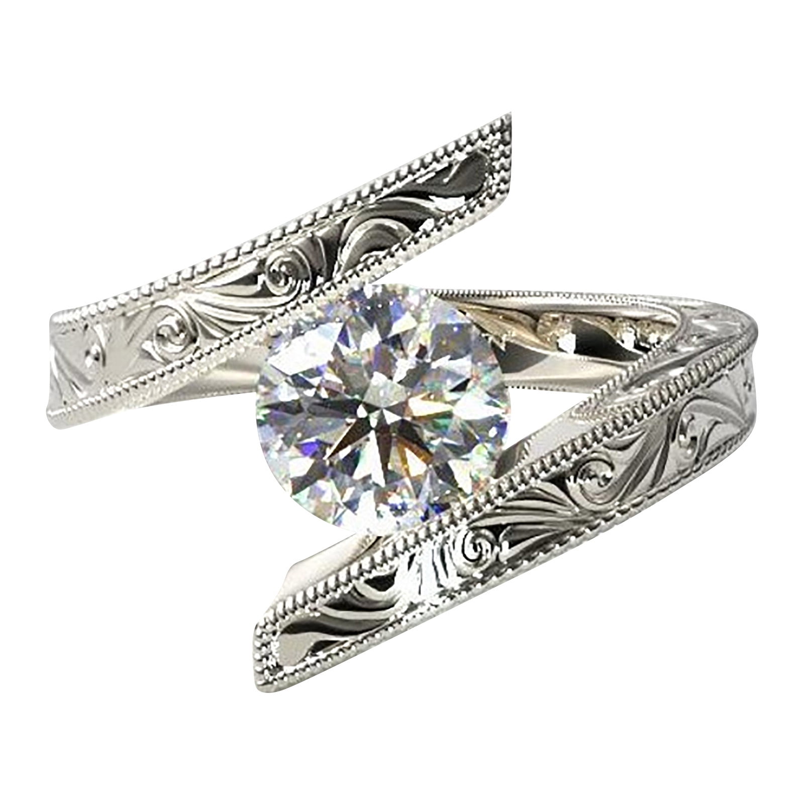 WEIXF Personality Distortion Carving Ring Engagement Wedding Ring Rings ...