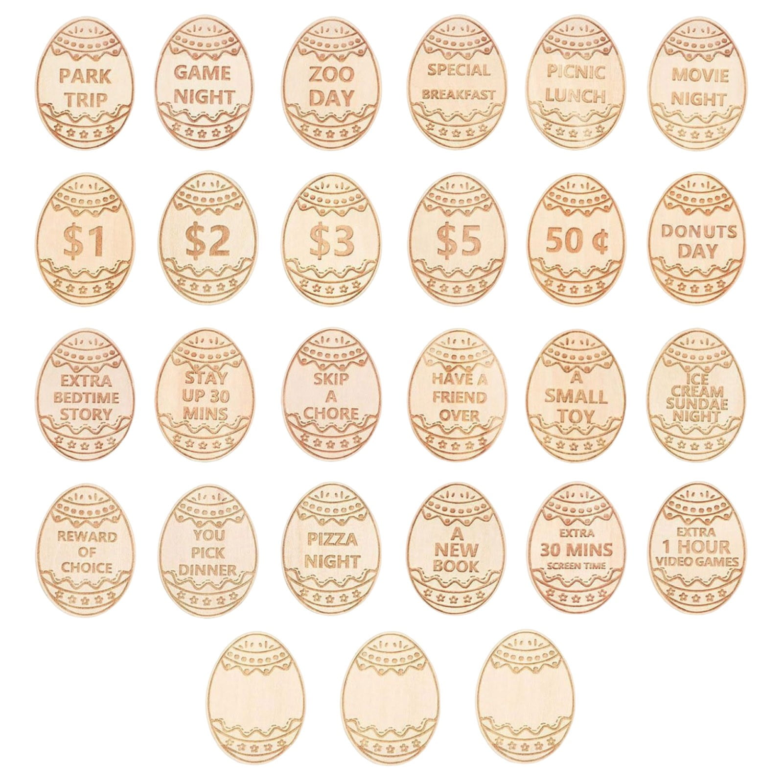 WEIXF Wooden Easter Egg Family Easter Egg Fillers With Egg Redeemable ...