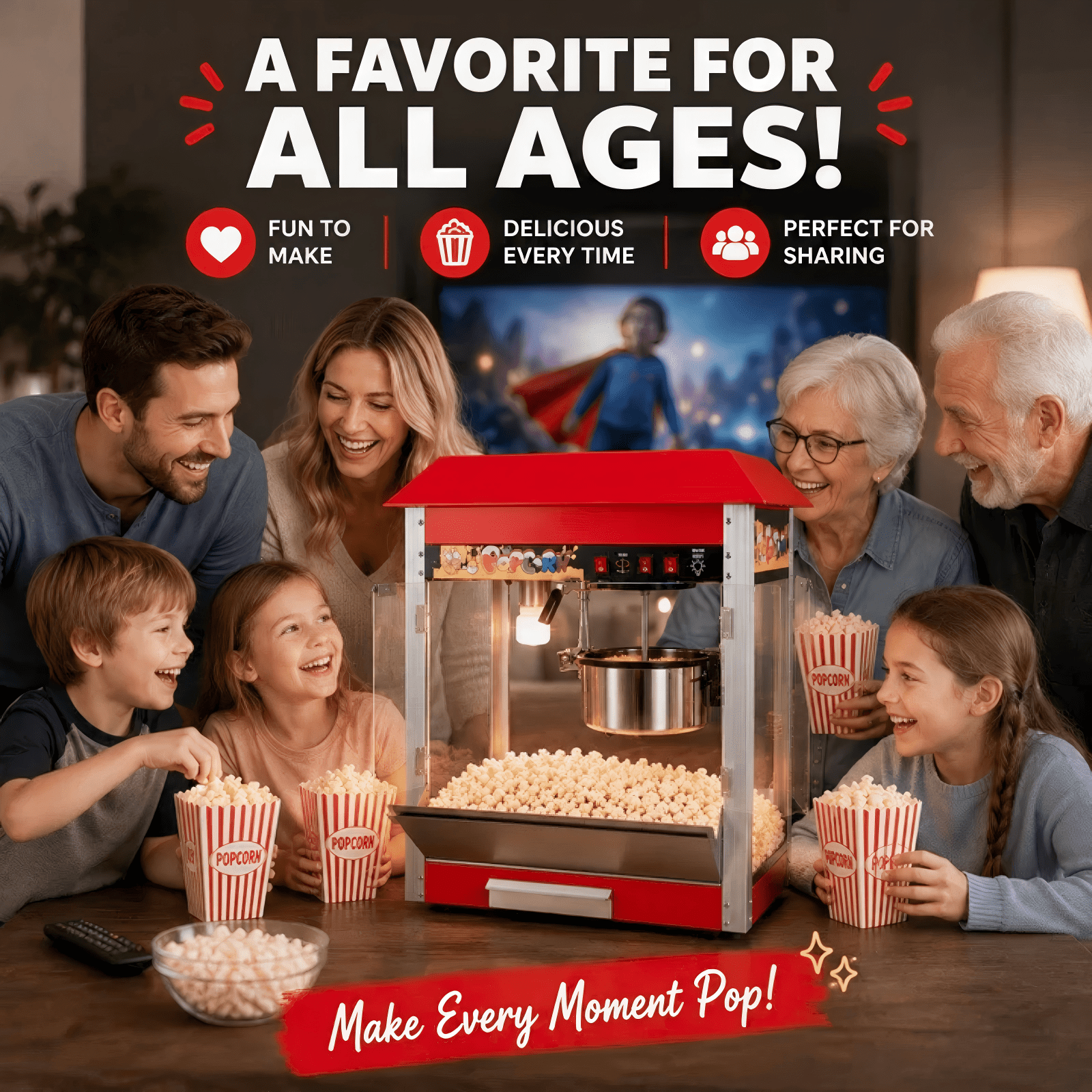 WEIXUAN Popcorn Machine - Fast Heating Popcorn Poppers With 8oz ...
