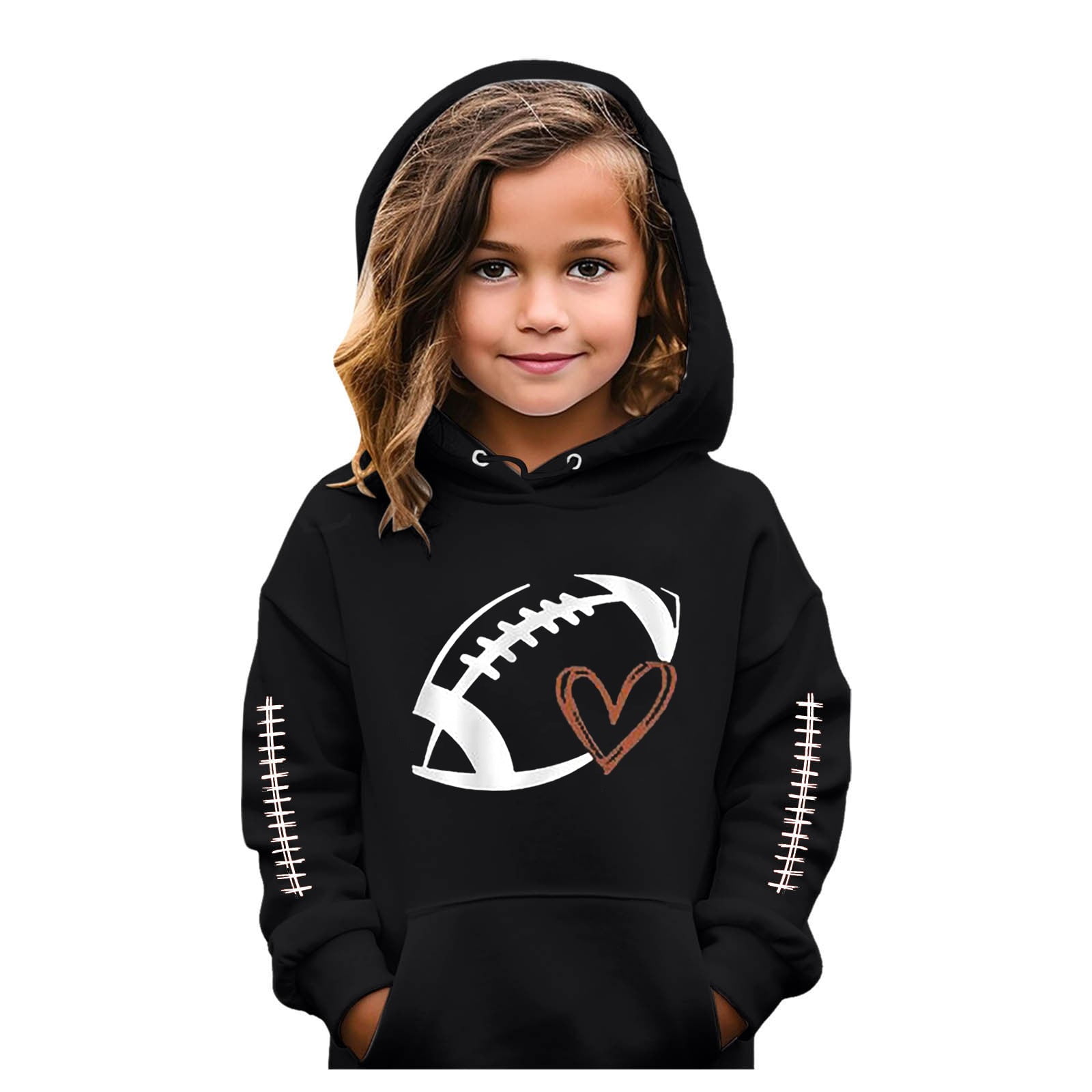 WEIYLL Girl's Hoodies Long Sleeve Hoody Cute Pullover Black Athletic ...