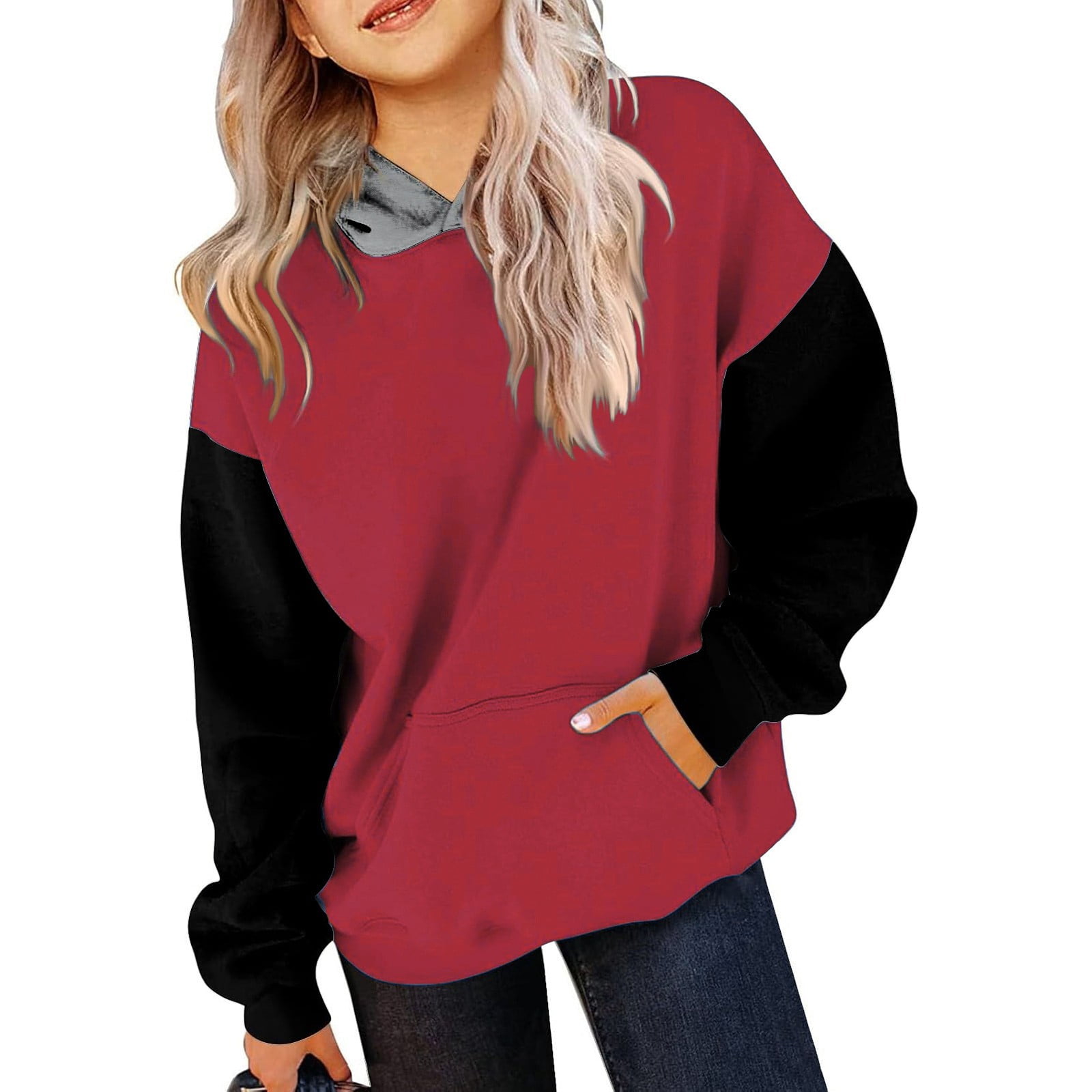 WEIYLL Girl's Hoodies Oversized Long Sleeve Kids Solid Color Basic ...