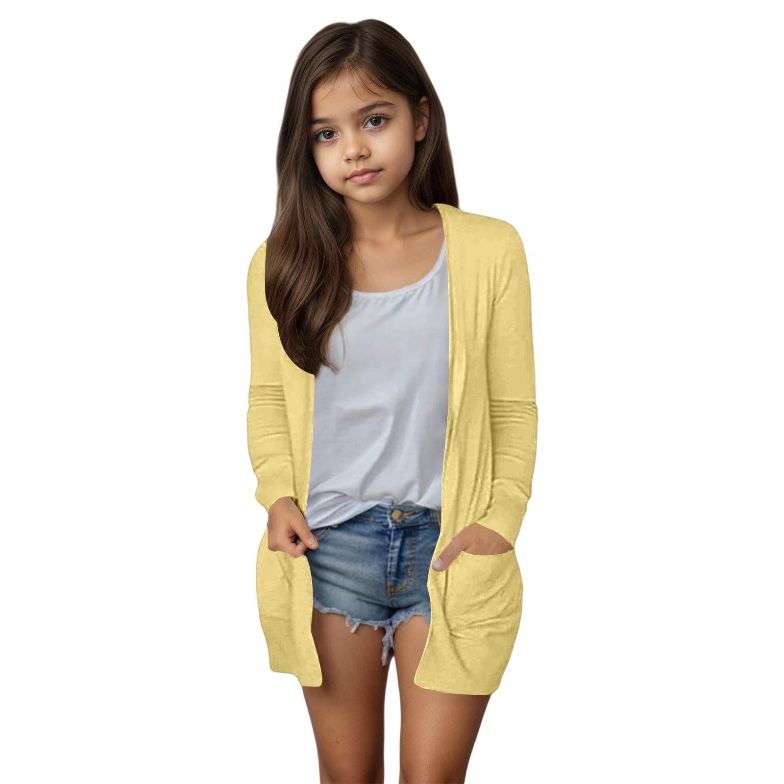 WEIYLL Girls Coats And Jackets Stylish Pocket Cardigan Casual Wear Soft ...