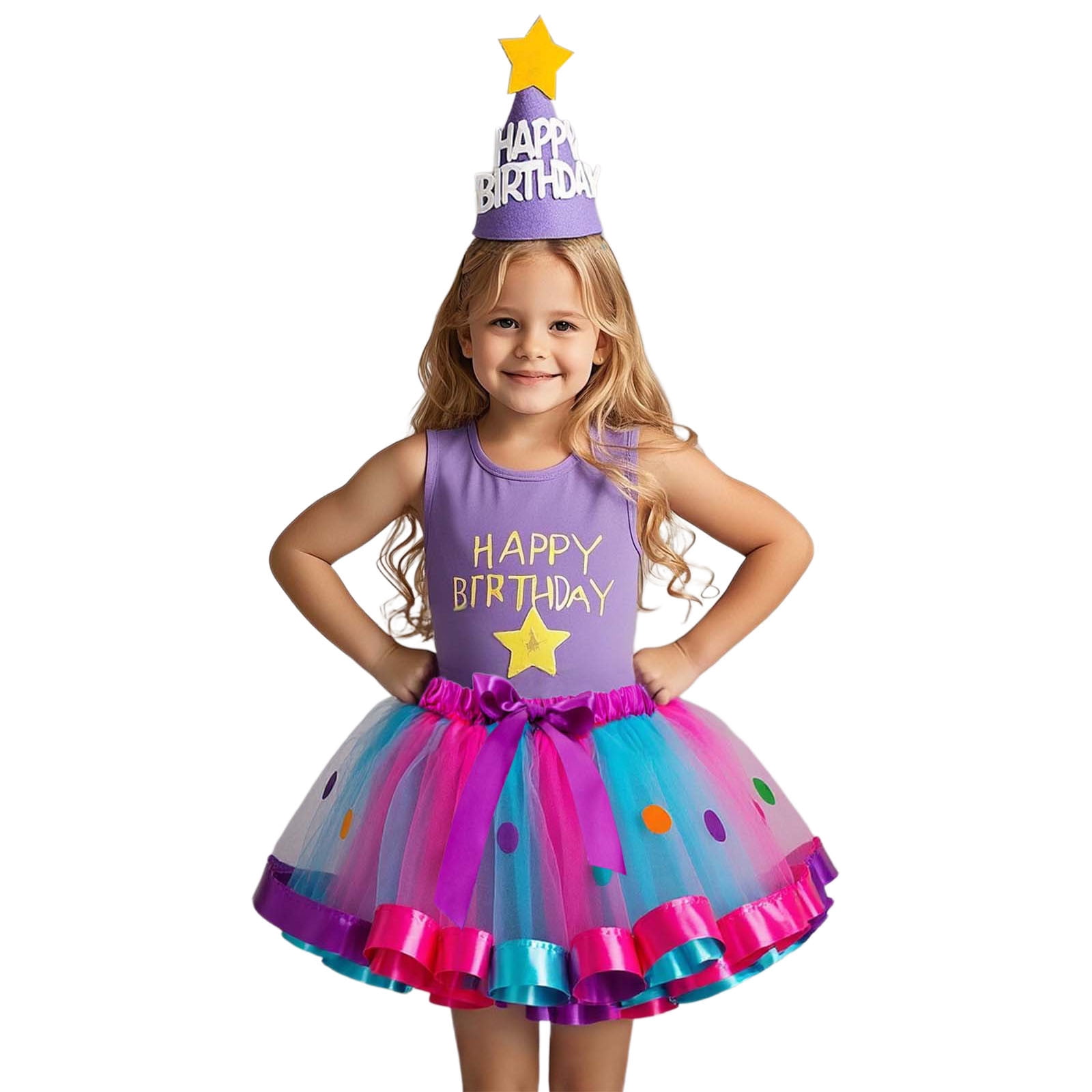 WEIYLL Girls Skirts And Scooters Polka Dot Print Mesh Layered Tutu ...