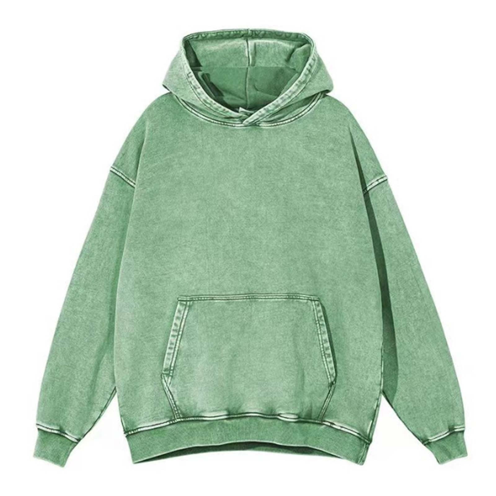 WEIYLL Hoodies for Women Unisex Washed Distressed Plush Cotton Vintage ...