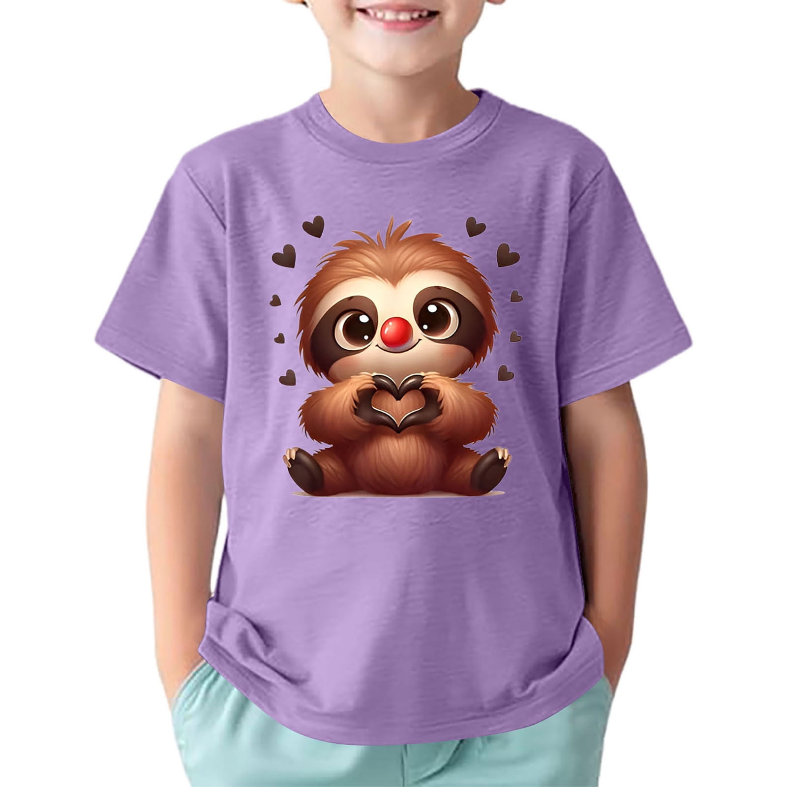 WEIYLL T Shirts For Girls 3D Cartoon Sloth Print Sports Casual ...