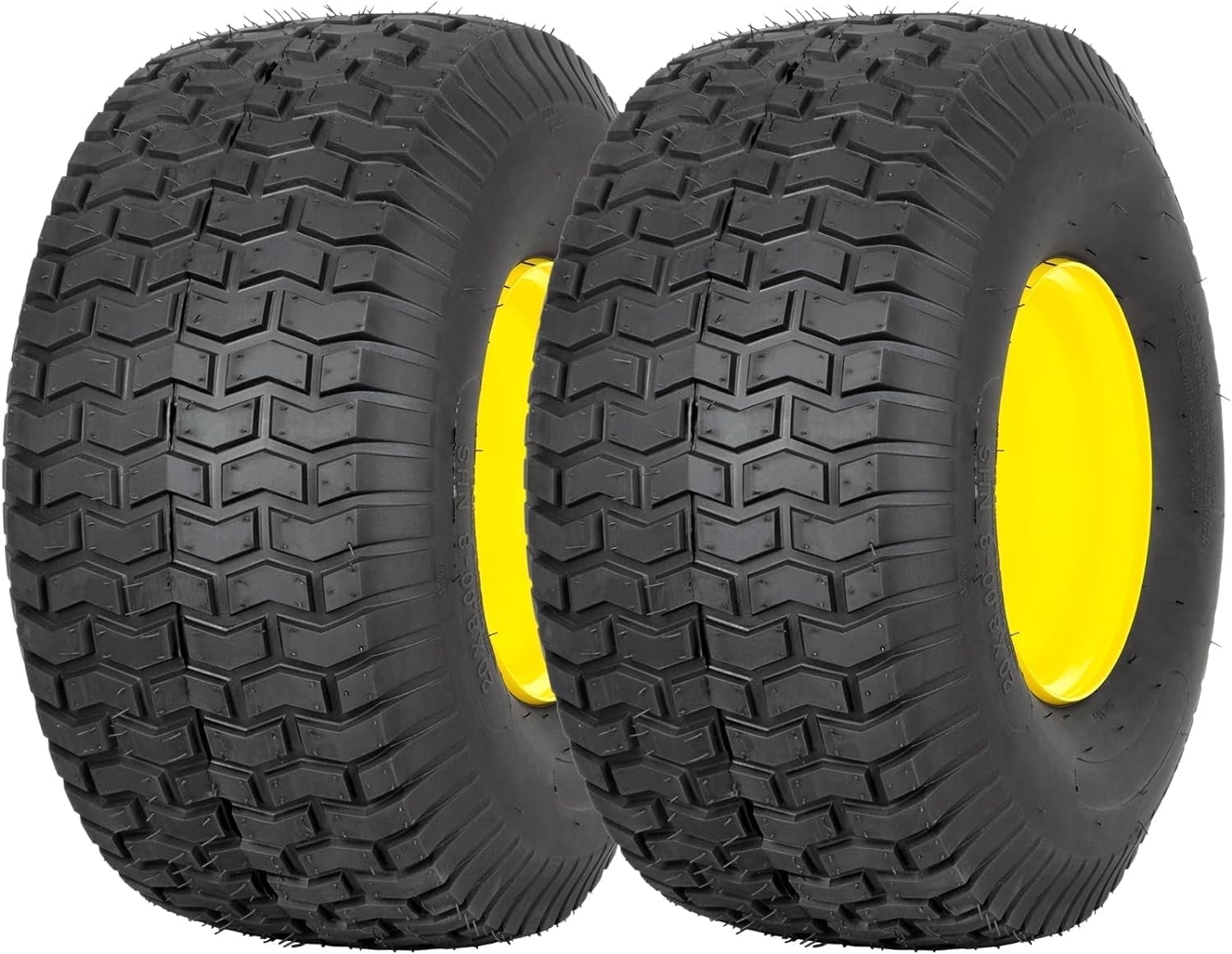 "WEIZE 20x8.00-8 Tubeless Lawn Mower Tires with 3.48"" Offset Hub, 4 Ply, 965lbs Capacity, Set ...