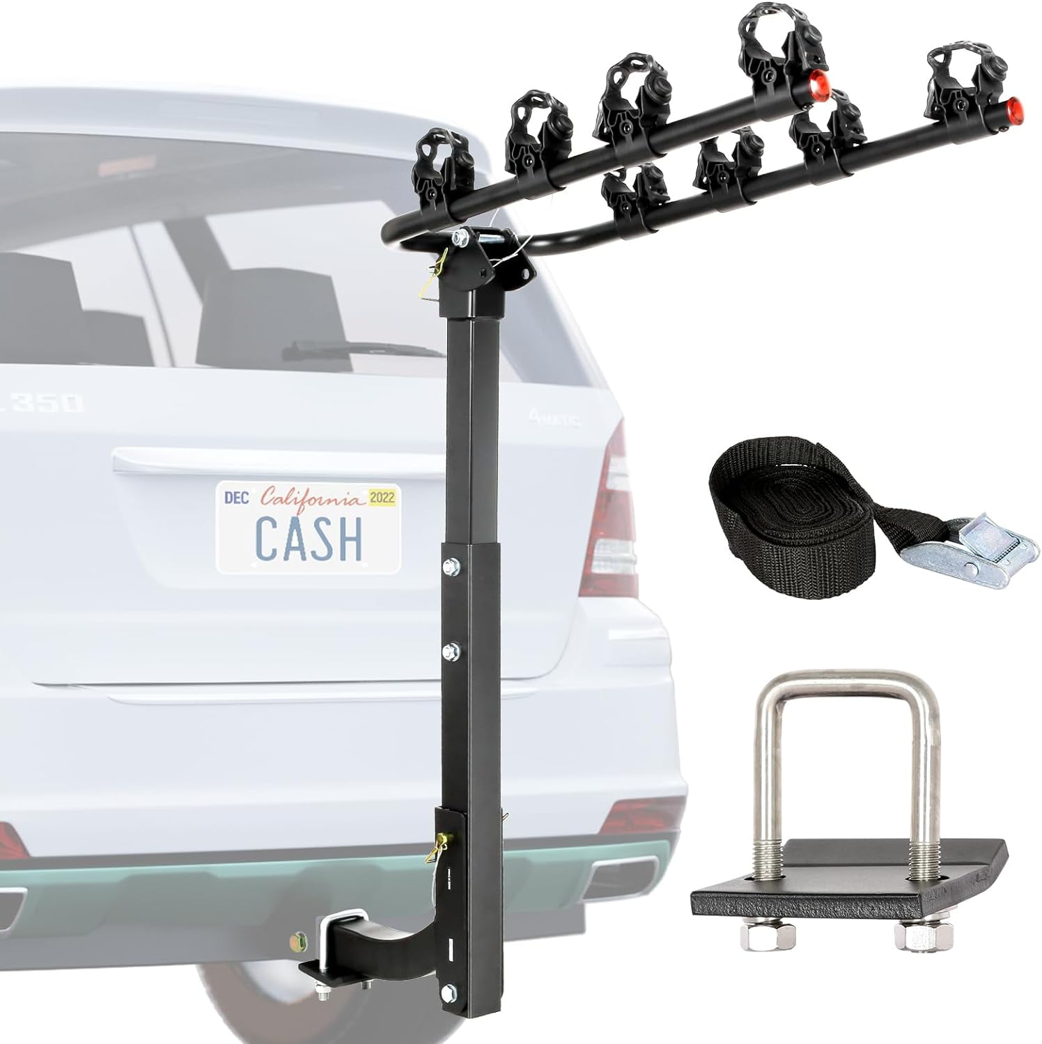 Weize Durable 4 Bike Hitch Mount Rack with Anti-Rattle Adapter and ...