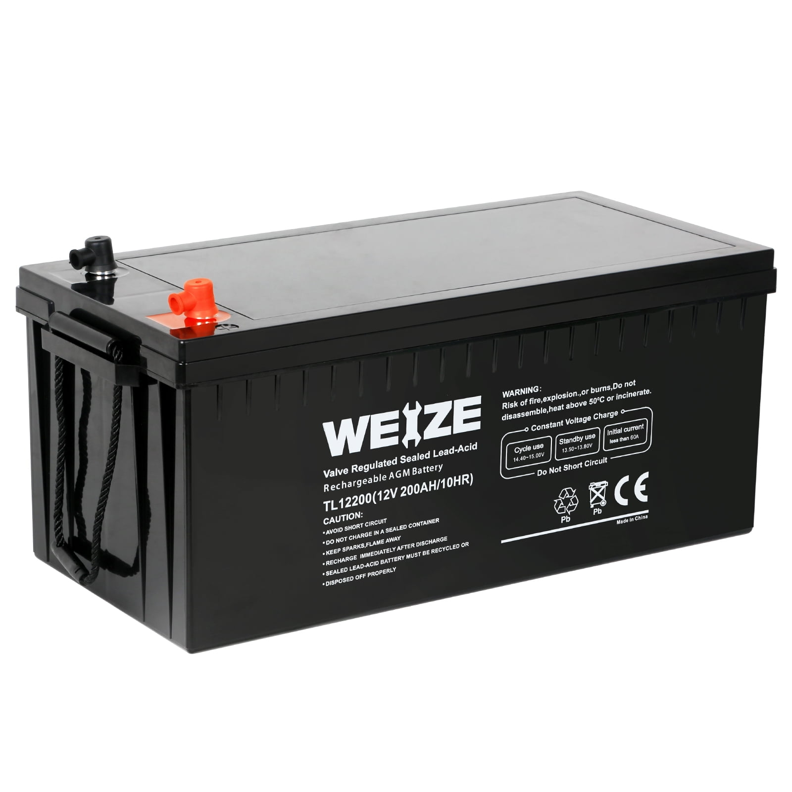 WEIZE 12V 200Ah AGM Deep Cycle Battery for RV, Caravan, Camping, Marine & Off Grid Solar ...