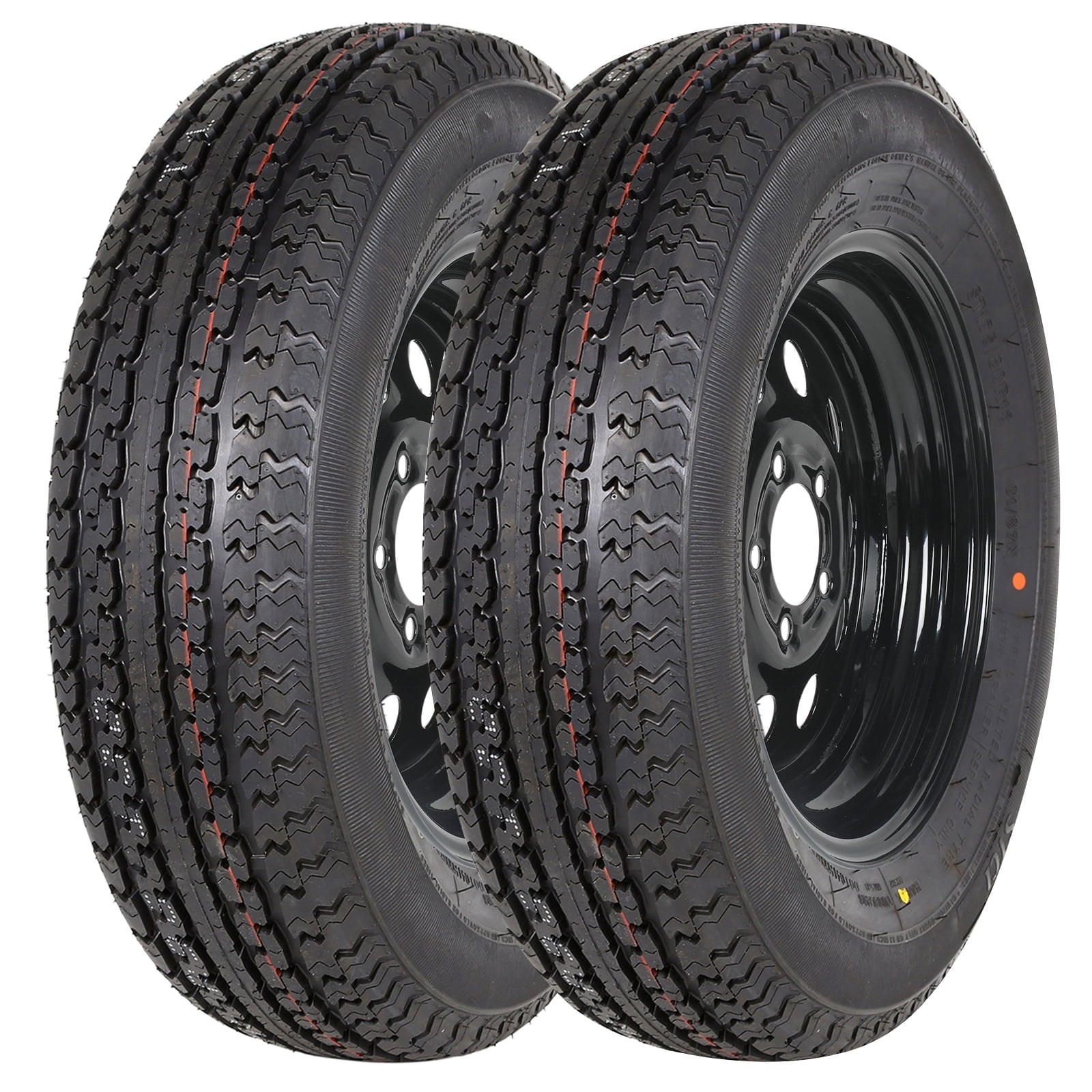 WEIZE ST175/80R13 Radial Trailer Tires 6 ply and 13" Black Rim 5 on 4-1 ...