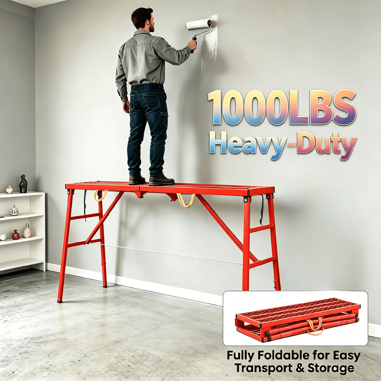 WEIZHUO Foldable Scaffolding Platform,1000 lbs Load Capacity Alloy ...