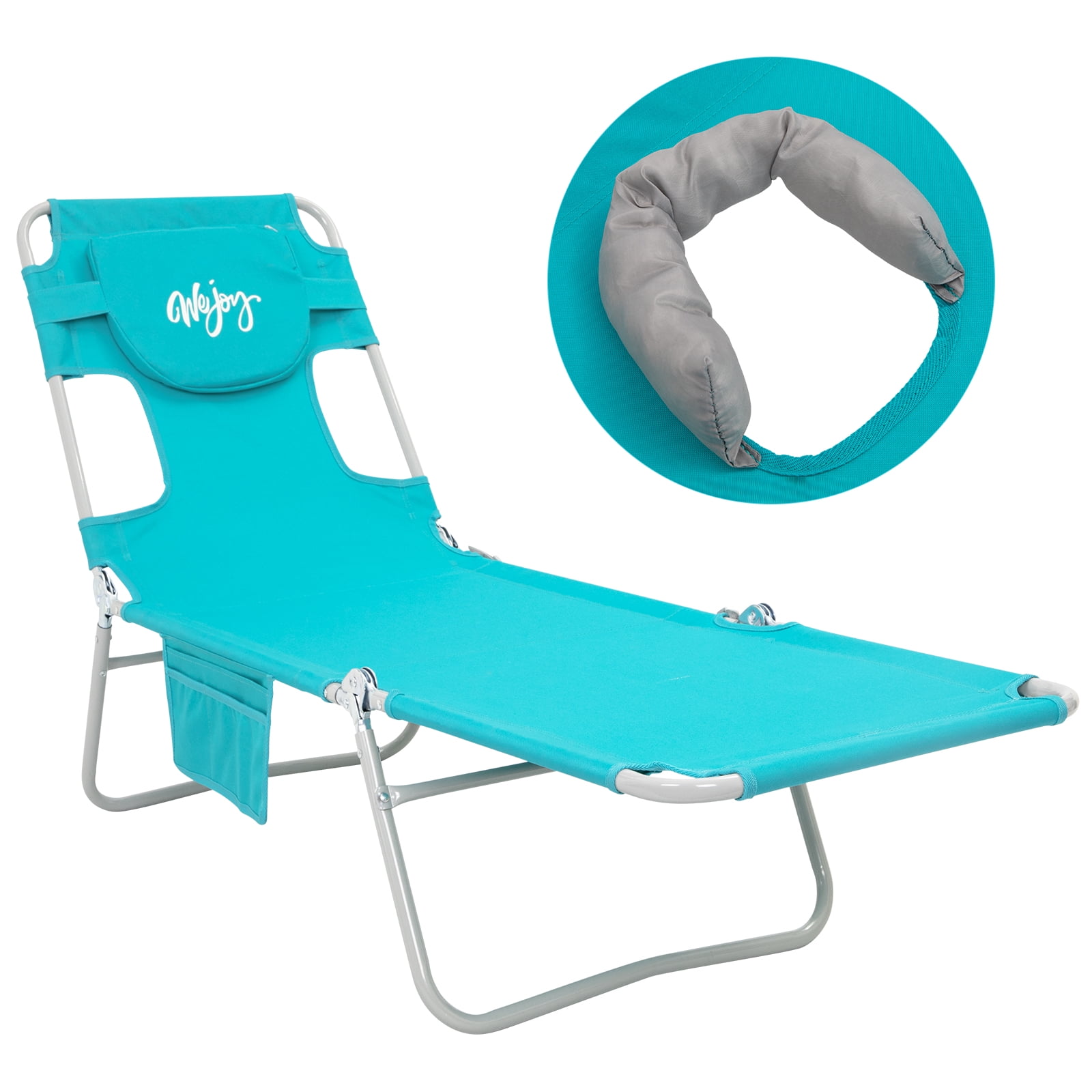 #Wejoy Beach Lounge Chair Face Down Tanning Chair Adjustable Folding ...
