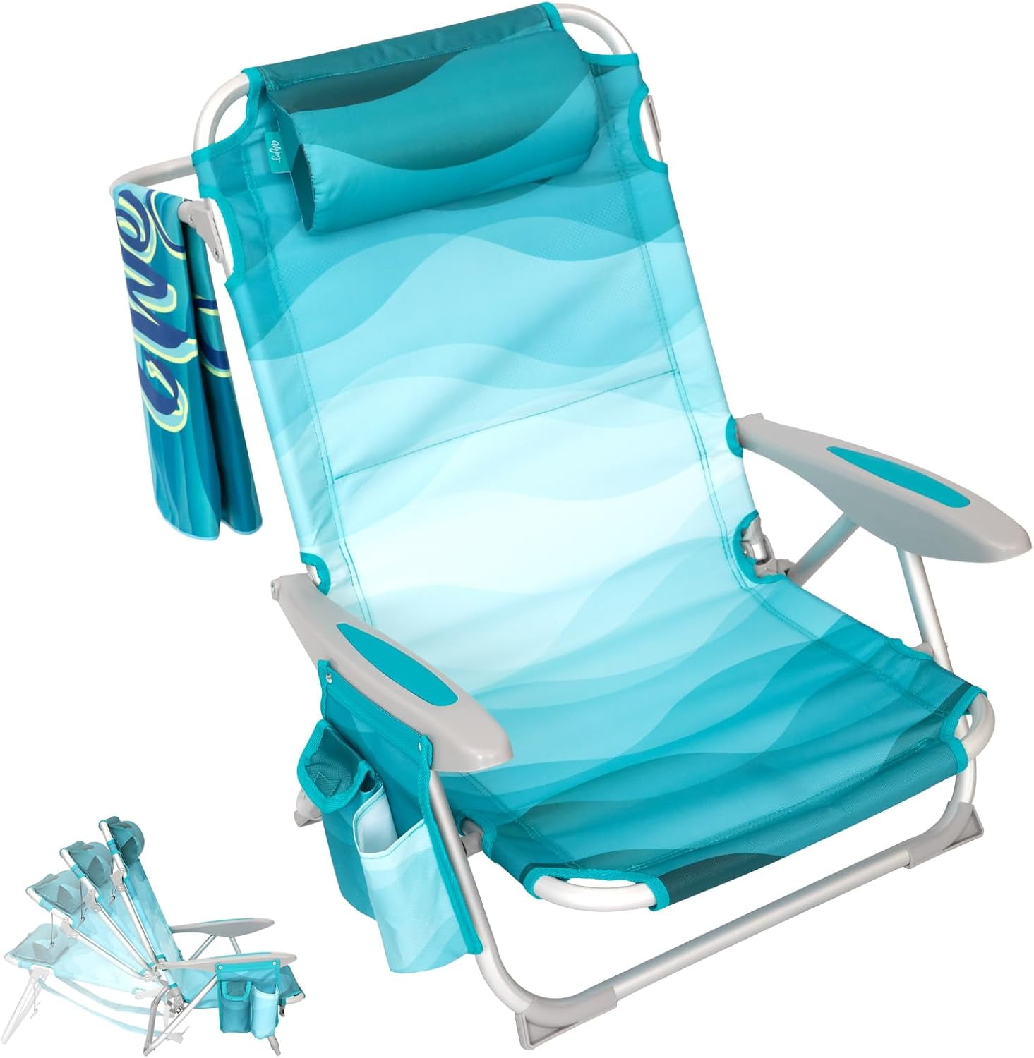 #WEJOYFolding Beach Chair for Adults, 4-Position Aluminum Lightweight ...
