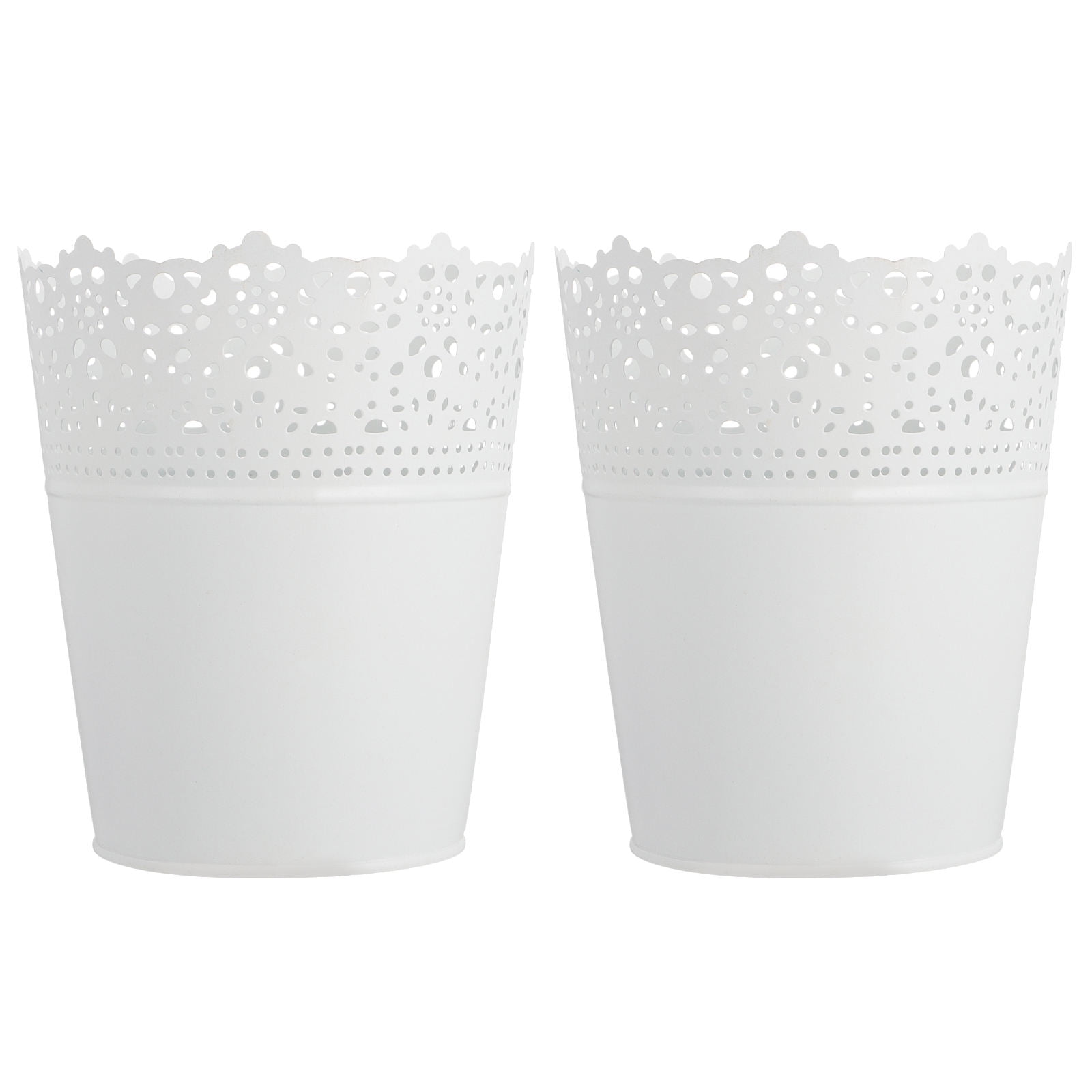 Phenofice Homeowners Lace Hollow Iron Flower Buckets White 2Pcs 4.9x5 ...